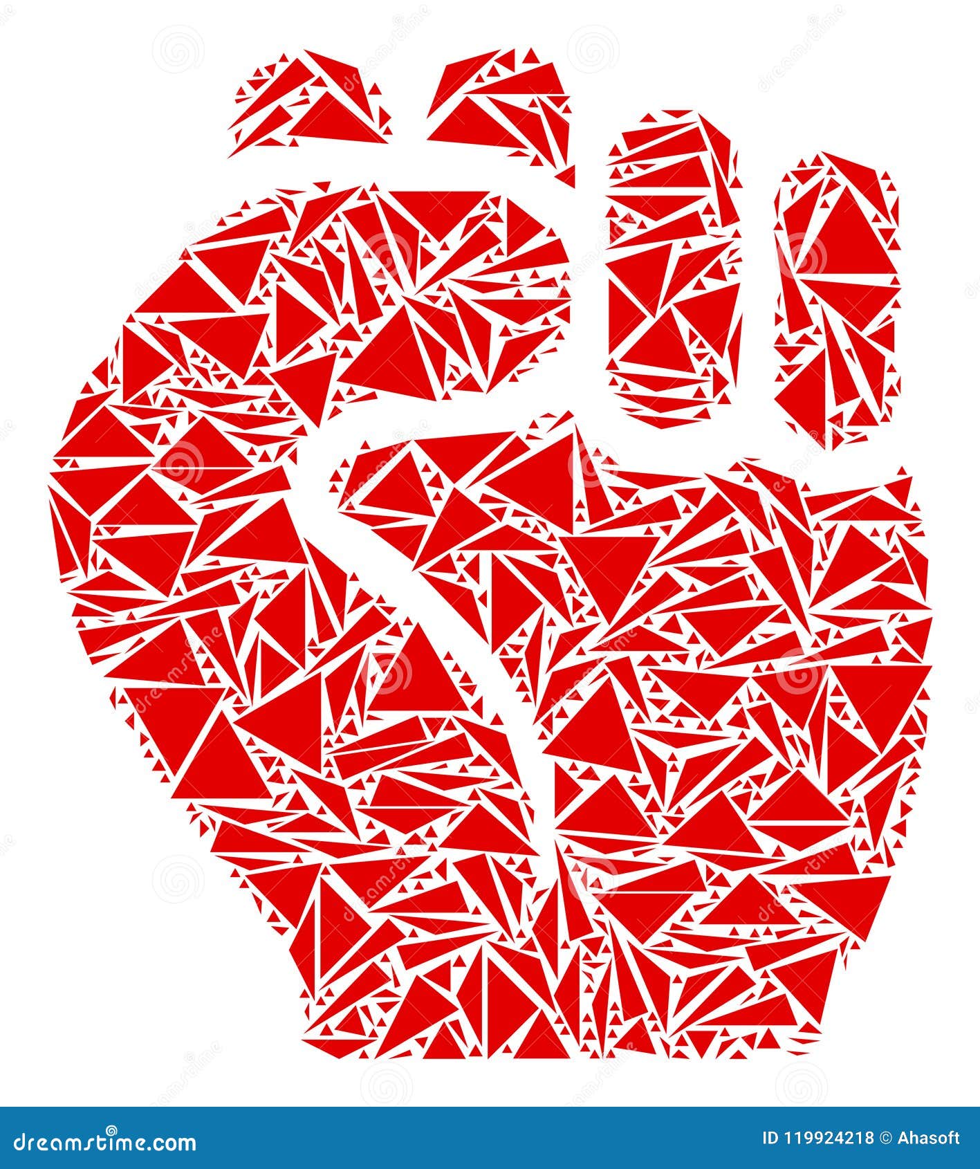 Fist Collage of Triangles stock vector. Illustration of force - 119924218