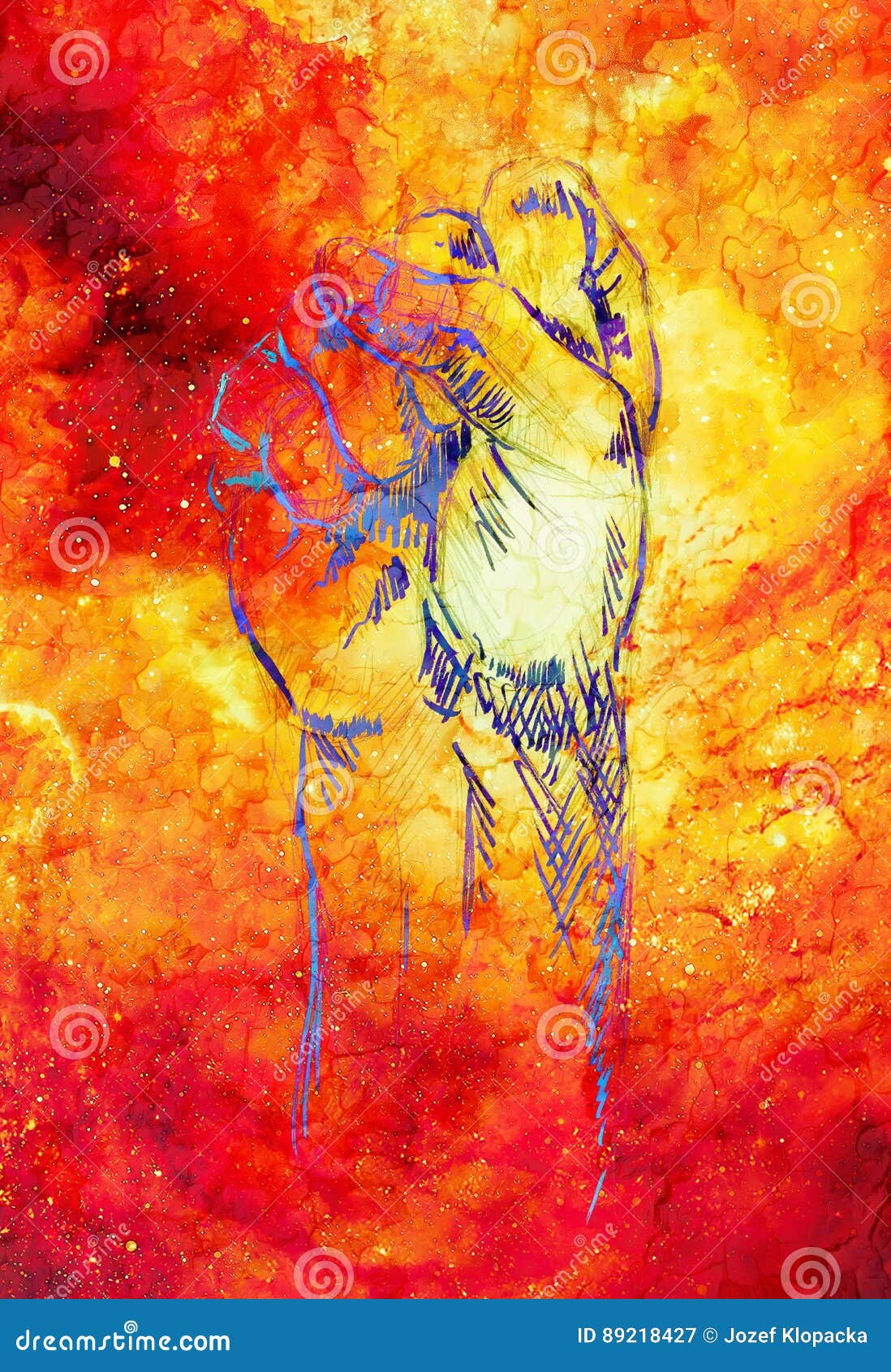 Fist Drawing, Pencil Sketch On Paper, Color Effect. Stock Photography ...