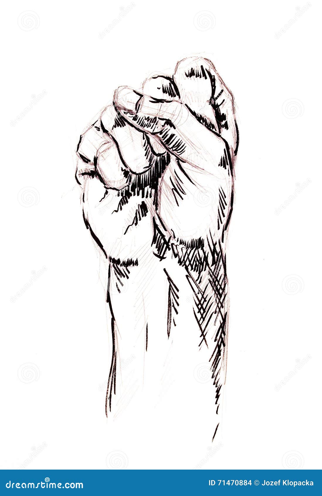 Fist Drawing, Pencil Sketch On Paper, Color Effect. Stock Photography ...