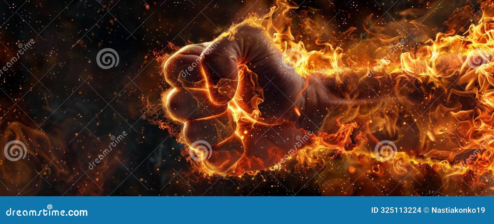 Fist Engulfed in Fire and Flames, Powerful and Fiery Concept Stock ...