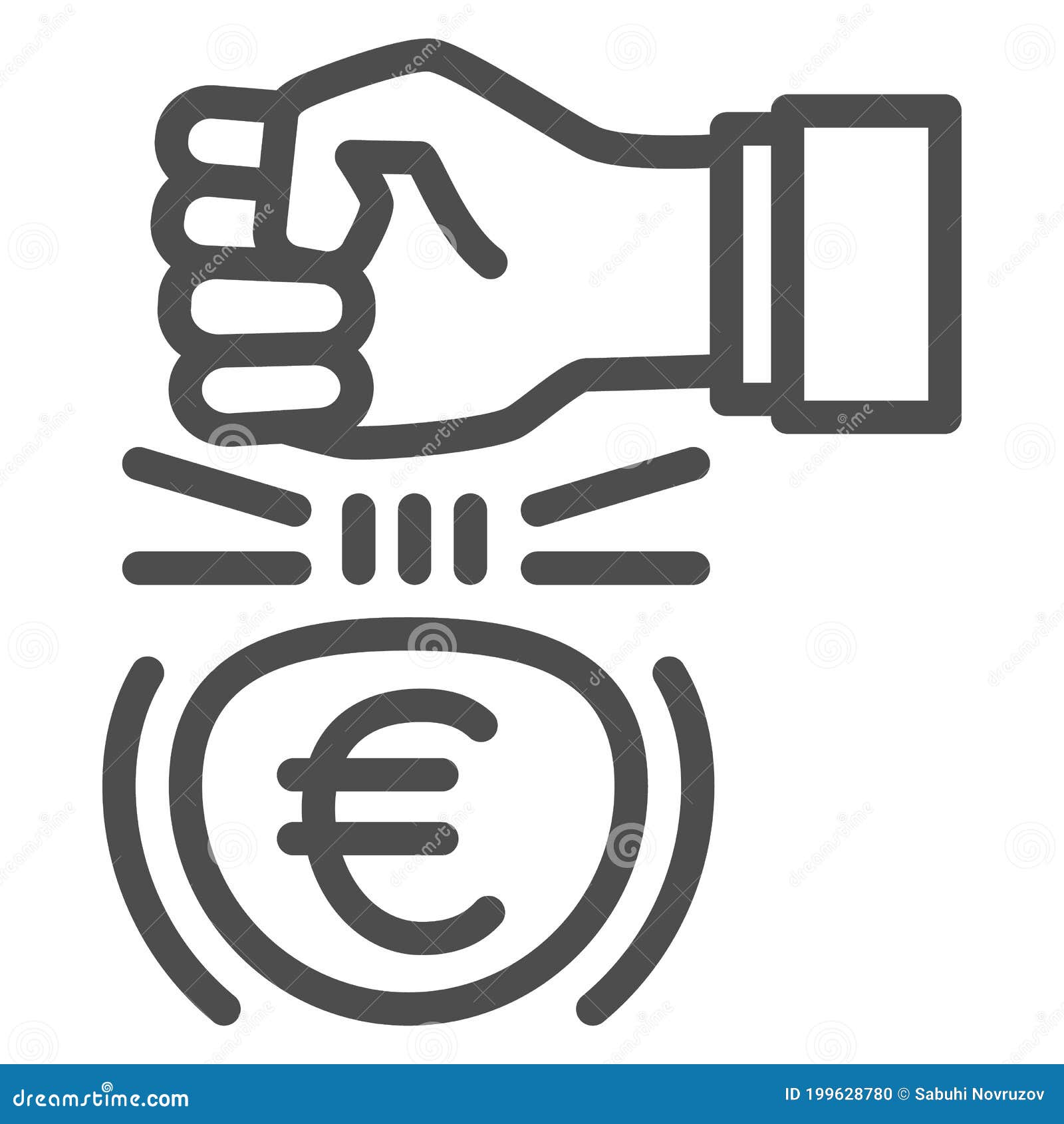 Fist and Euro Currency Line Icon, Economic Sanctions Concept, Hit Euro ... Fist and Euro Currency Line Icon, Economic Sanctions Concept, Hit Euro ...