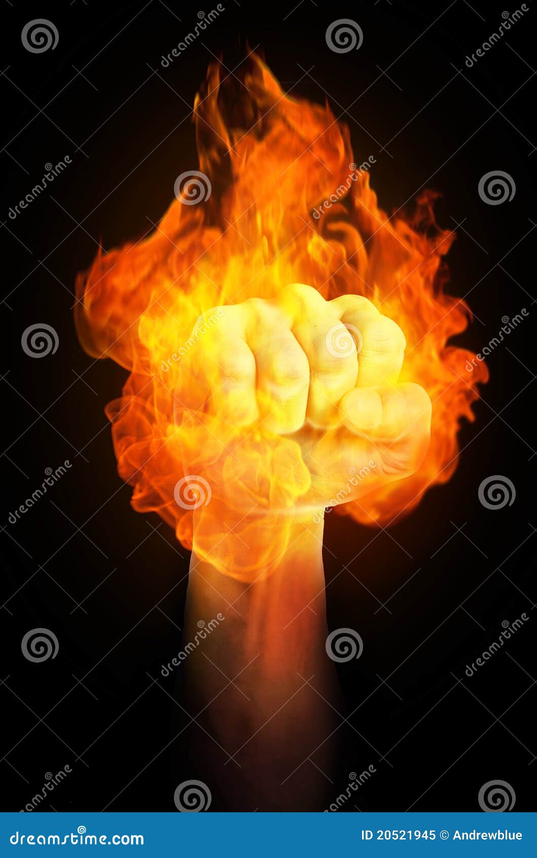 Fist on fire stock illustration. Illustration of control - 20521945