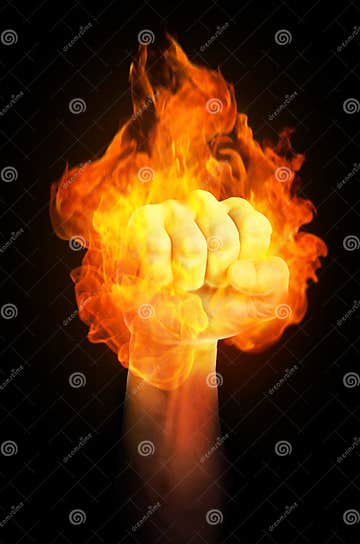 Fist on fire stock illustration. Illustration of control - 20521945