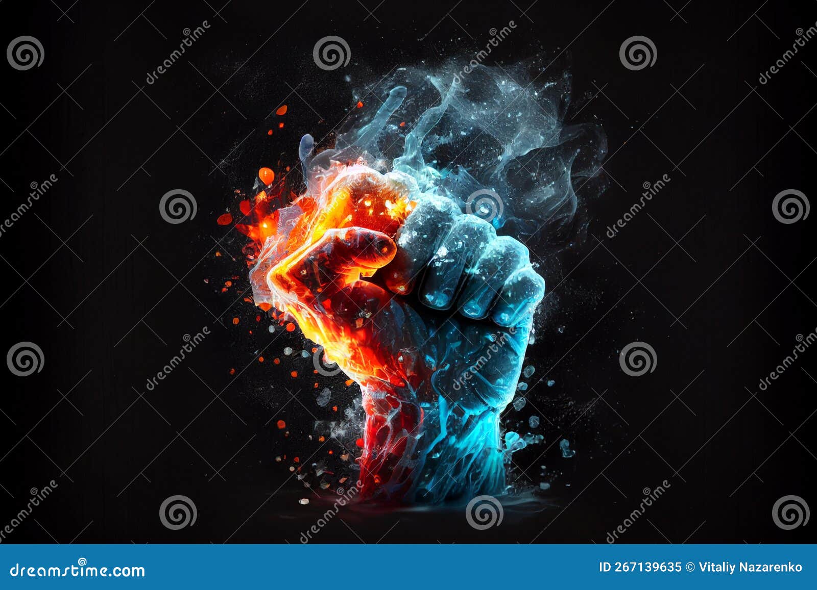 Fist of Fire and Ice. AI Generated. Stock Illustration - Illustration ...