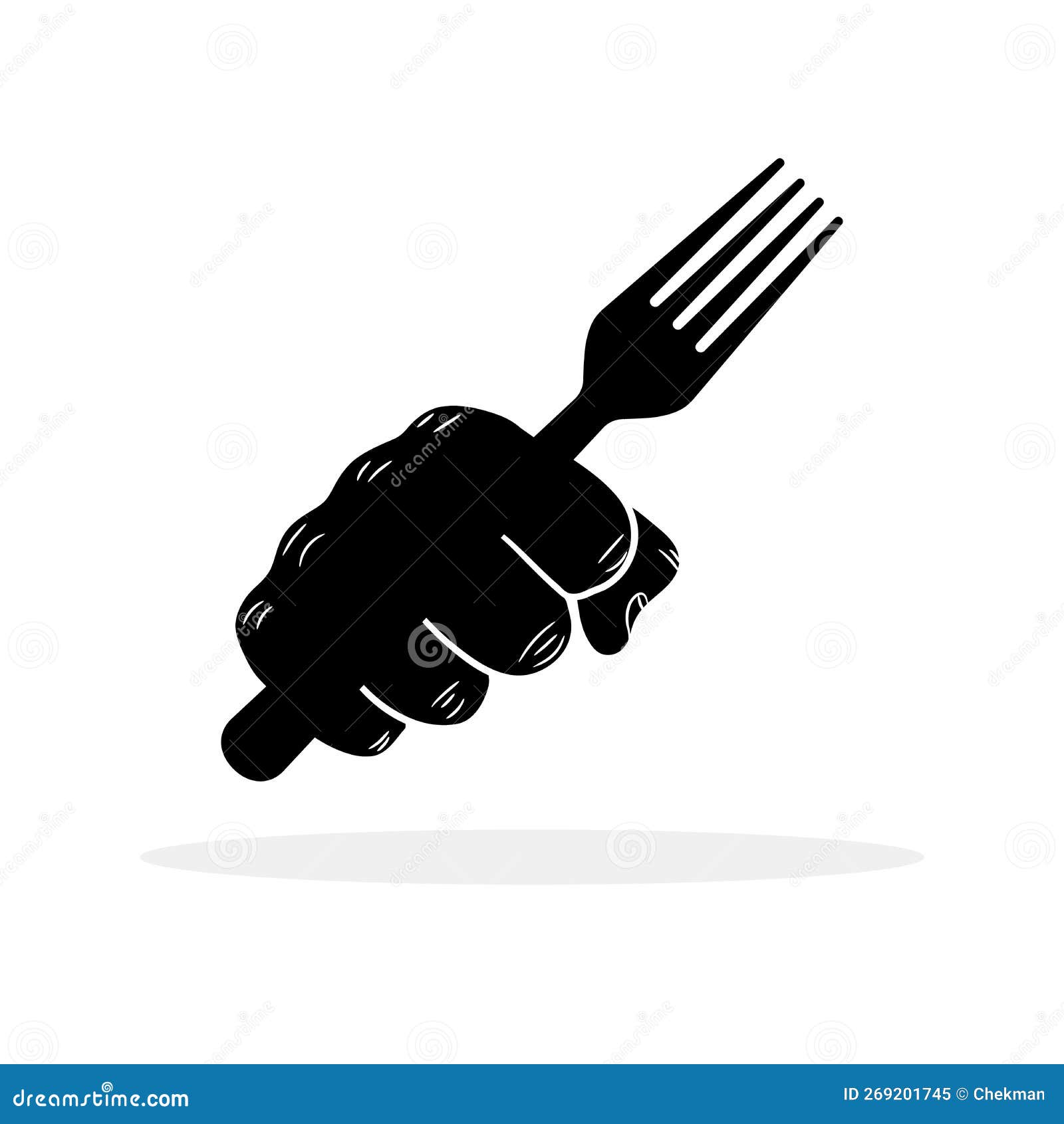 Fist with Fork. Hand Holding a Fork Stock Vector - Illustration of meal ...