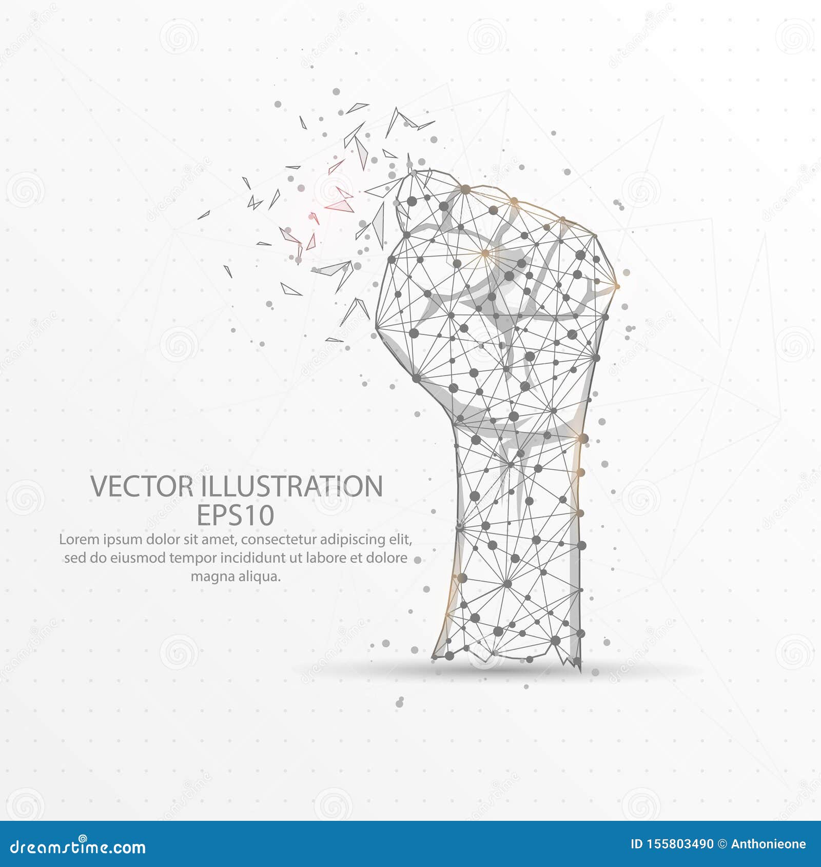 Fist Hand Low Poly Wire Frame on White Background Stock Vector ...