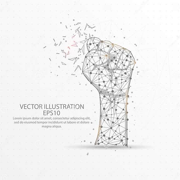 Fist Hand Low Poly Wire Frame on White Background Stock Vector ...