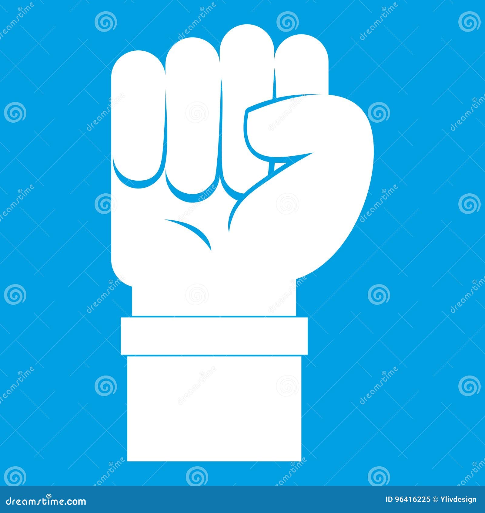 Fist icon white stock vector. Illustration of hand, symbol - 96416225