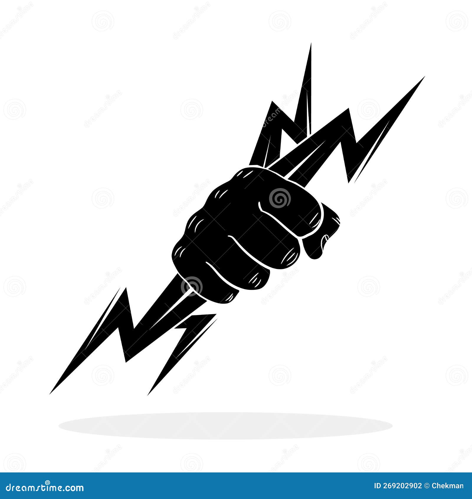 Fist with Lightning. Hand Holding Thunderbolt Stock Vector ...