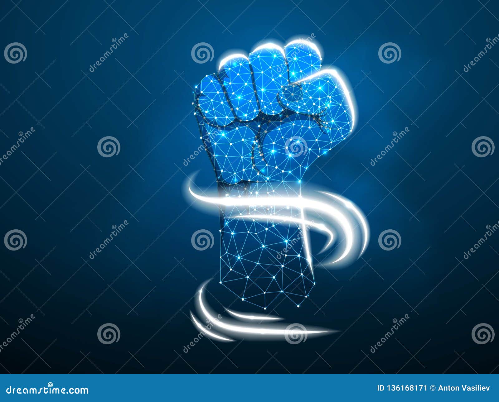 Fist. Low Poly Frame and Dots. the Concept of a Polygonal 3D Agreement ...