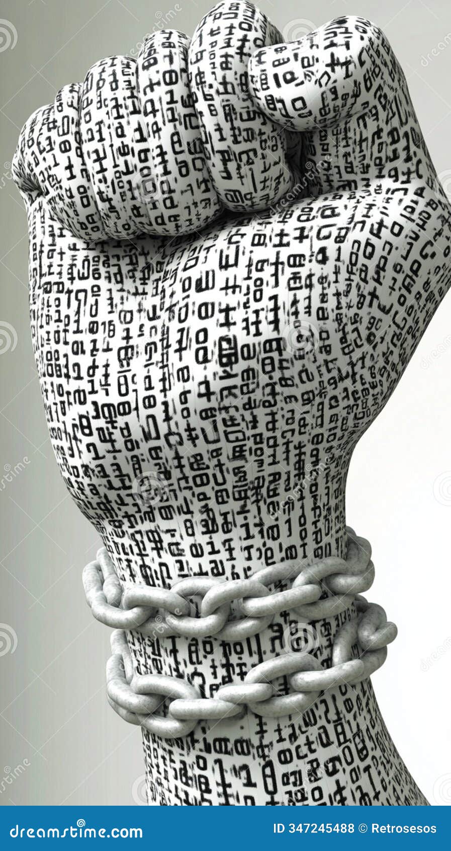 Fist Made of Code Breaking Free from AI Chains Restraining it Stock ...