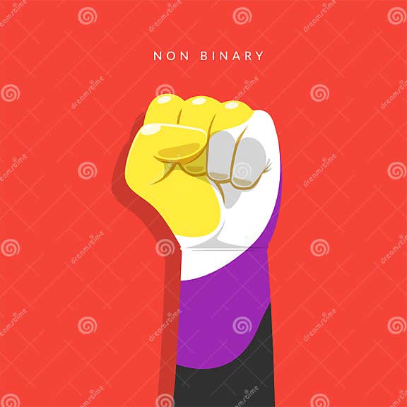 The Fist with Non Binary Sign Color. Isolated Vector Illustration Stock ...