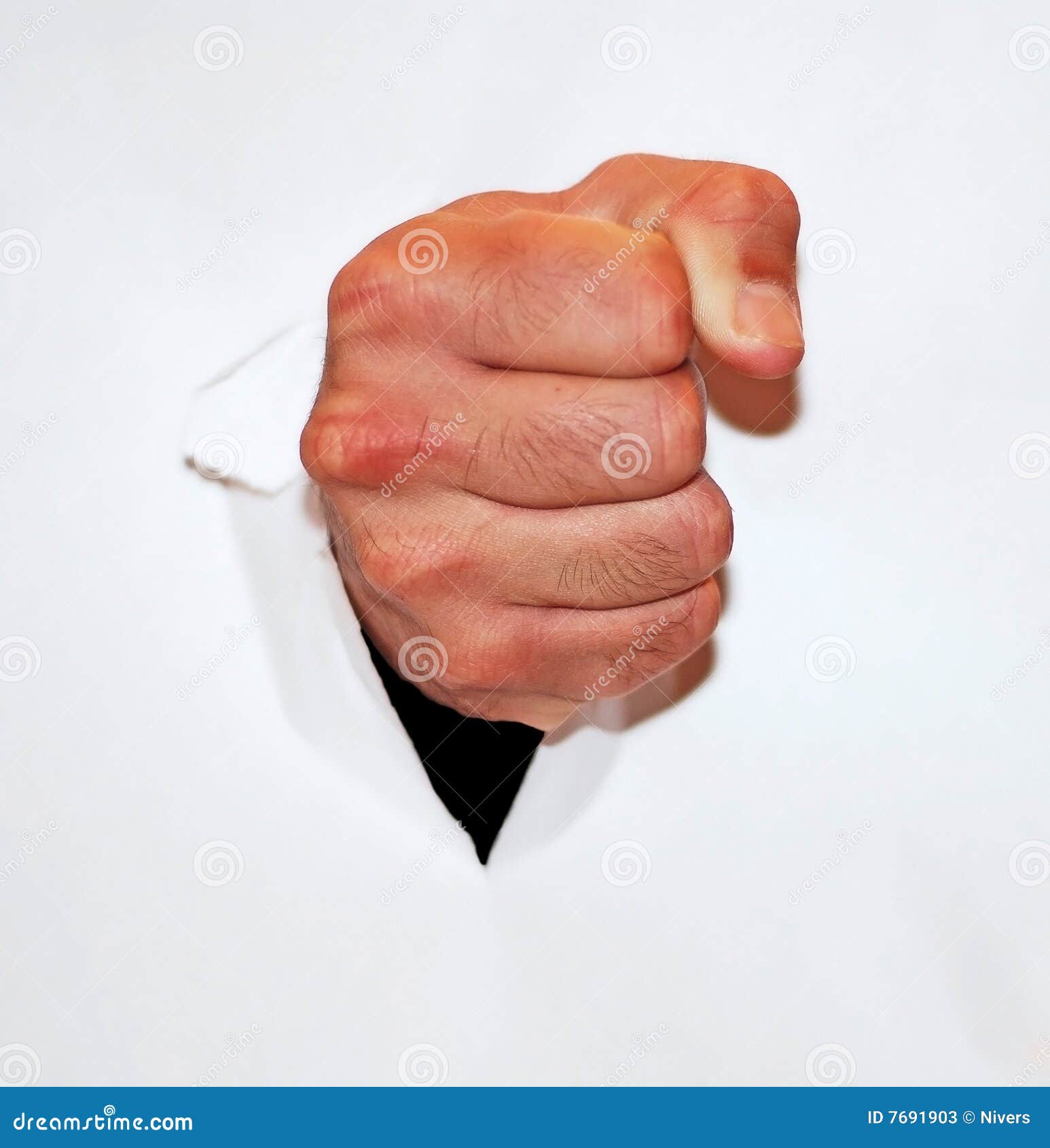 Fist through paper stock image. Image of idea, people - 7691903