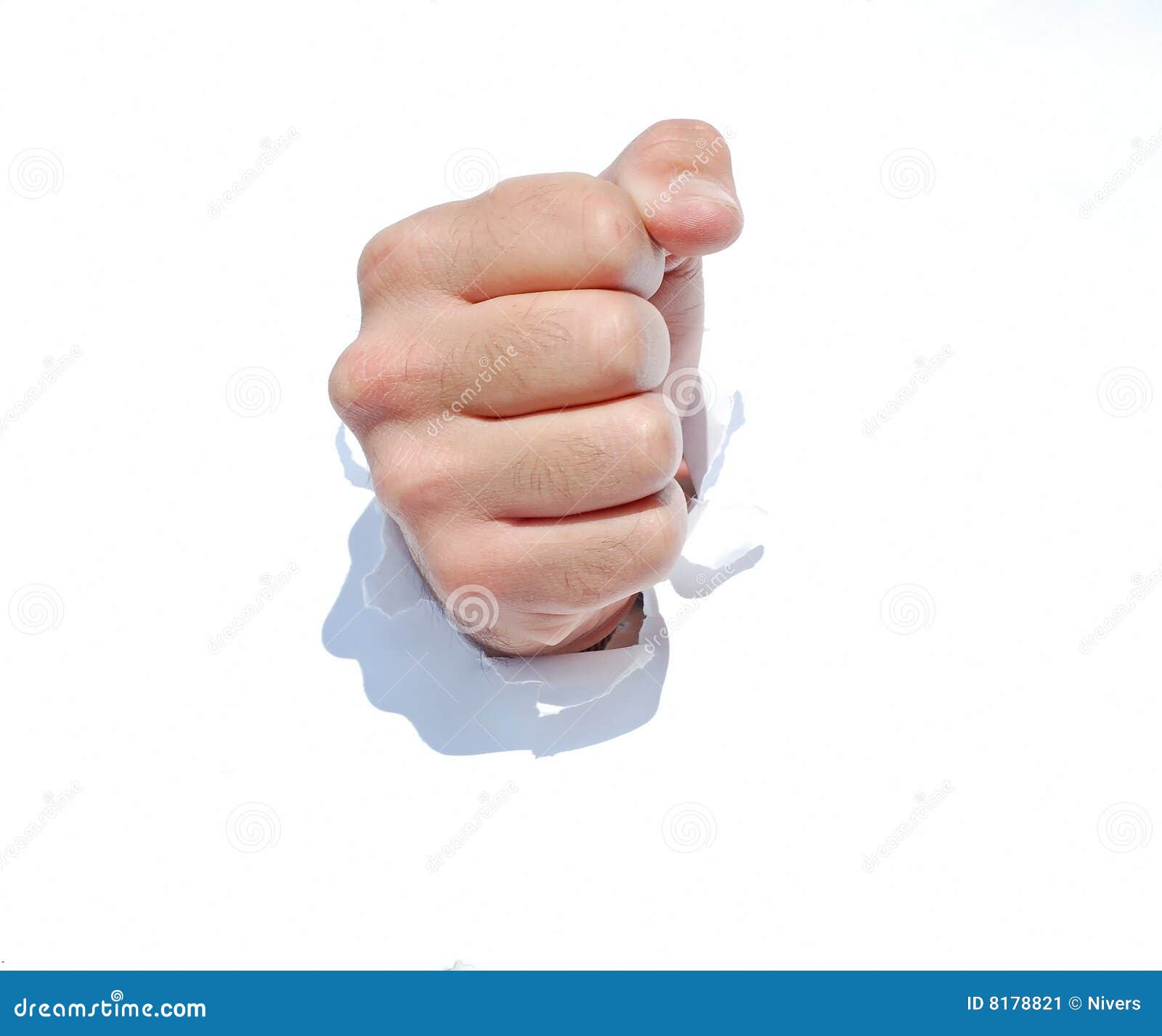 Fist through paper stock image. Image of anger, human - 8178821