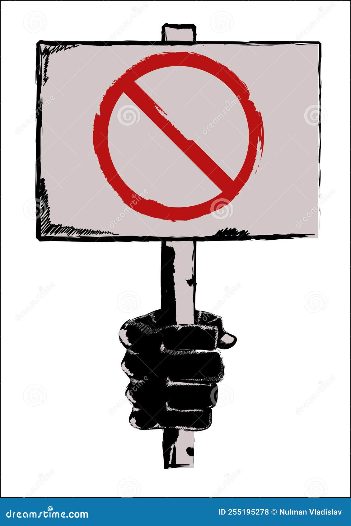 Fist with protest board stock vector. Illustration of grunge - 255195278