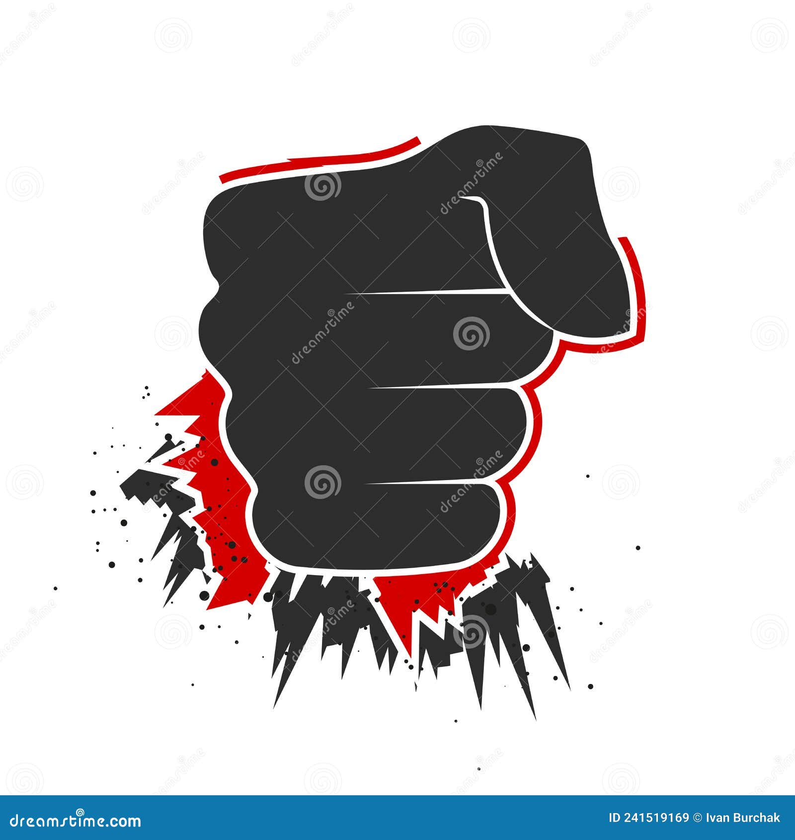 Fist Punch Front View. Flat Vector Illustration Isolated On White ...