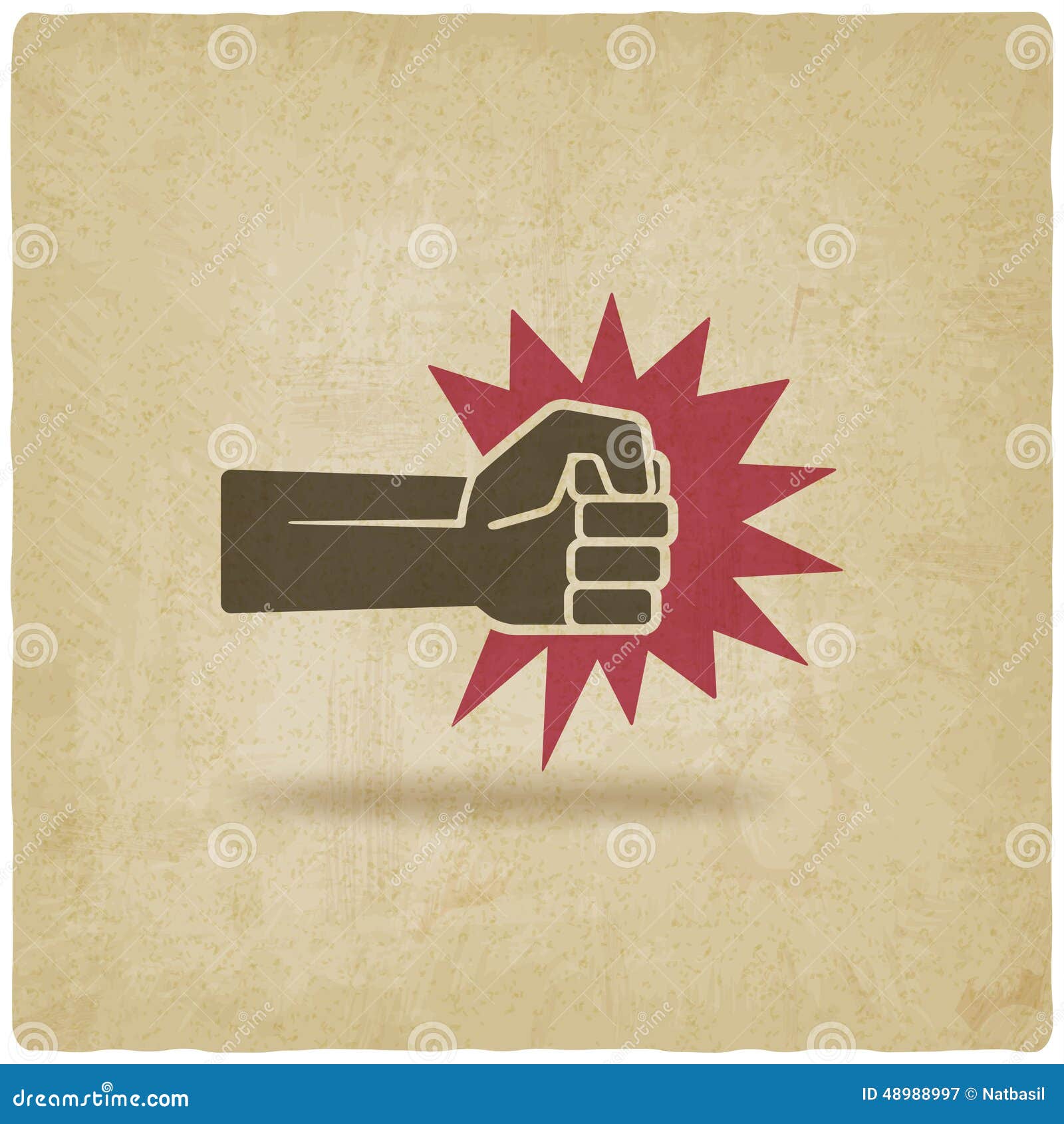Fist Punch Symbol Old Background Cartoon Vector | CartoonDealer.com ...