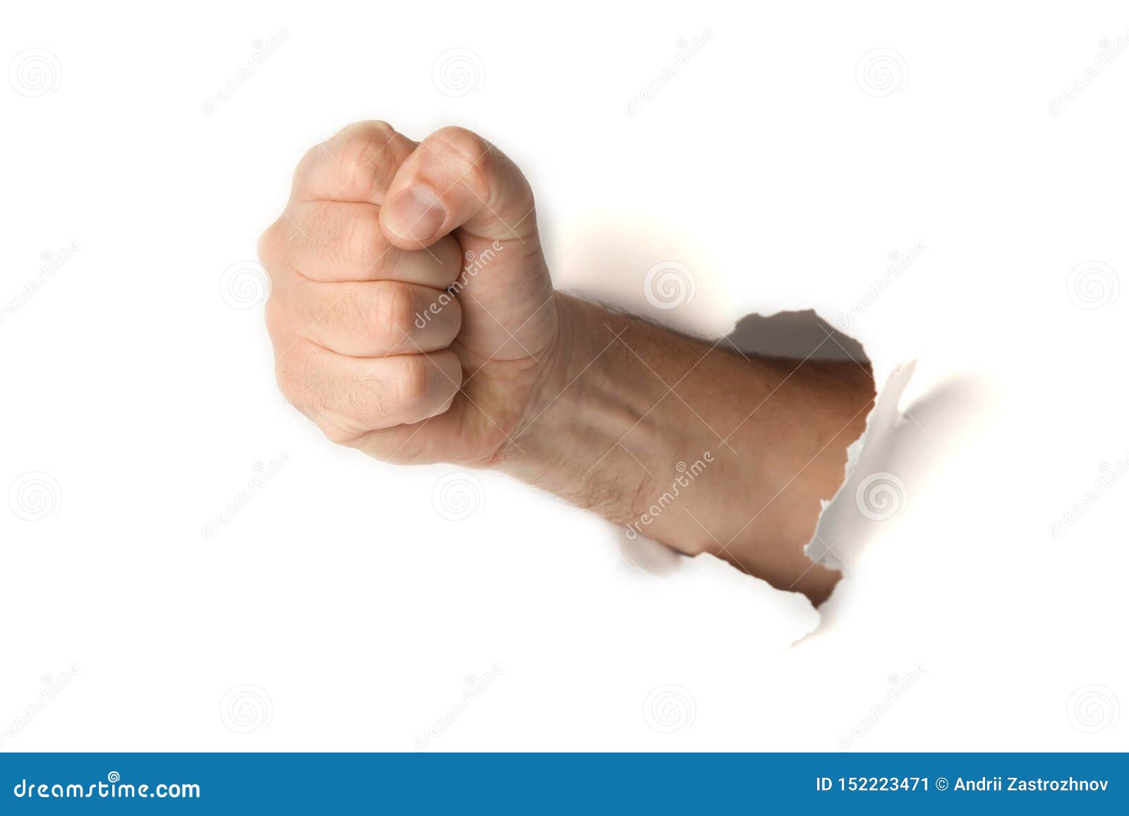 Fist Punches a White Background. Gesture of Battle and Aggression Stock ...