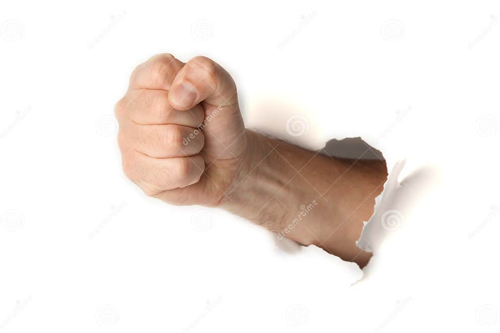 Fist Punches a White Background. Gesture of Battle and Aggression Stock ...
