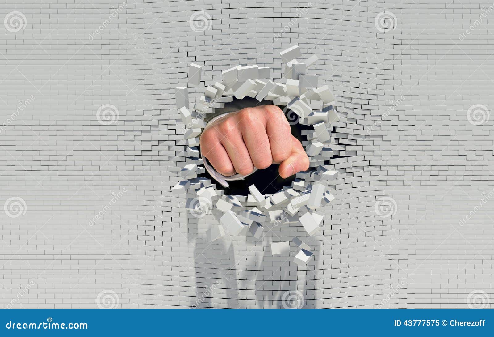 Fist Punching through a Brick Wall Stock Image - Image of anger, crime ...