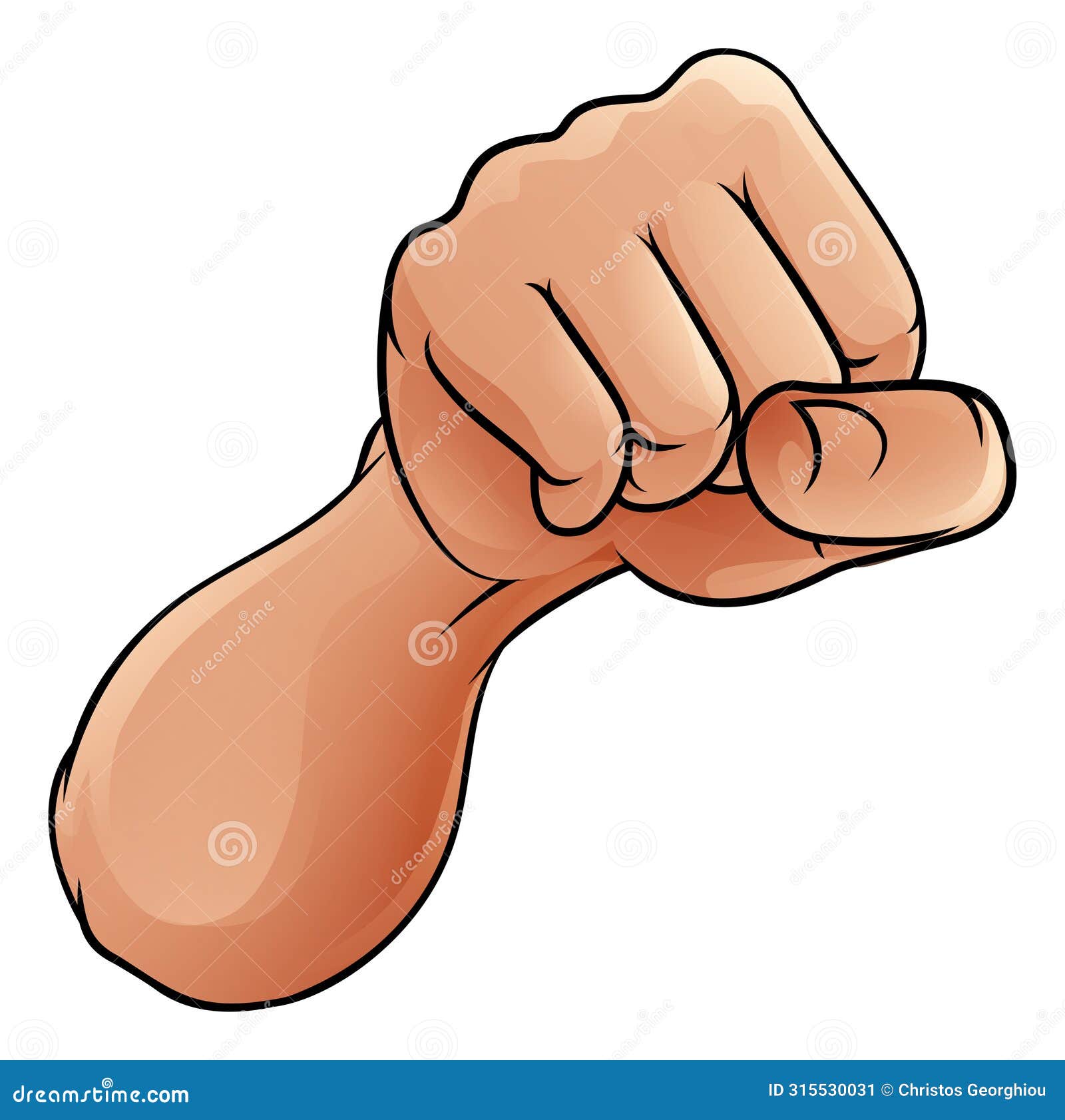 Fist Punching Front Hand Knuckles Cartoon Stock Vector - Illustration ...