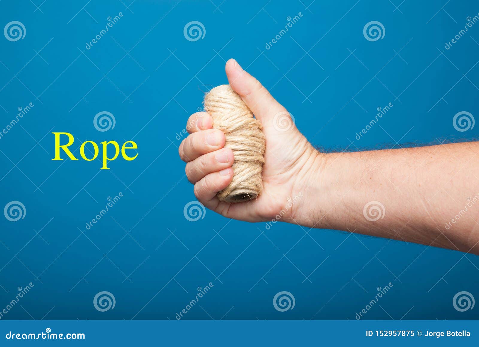 Fist of the Right Hand with Rope Stock Image - Image of hand, bottom ...