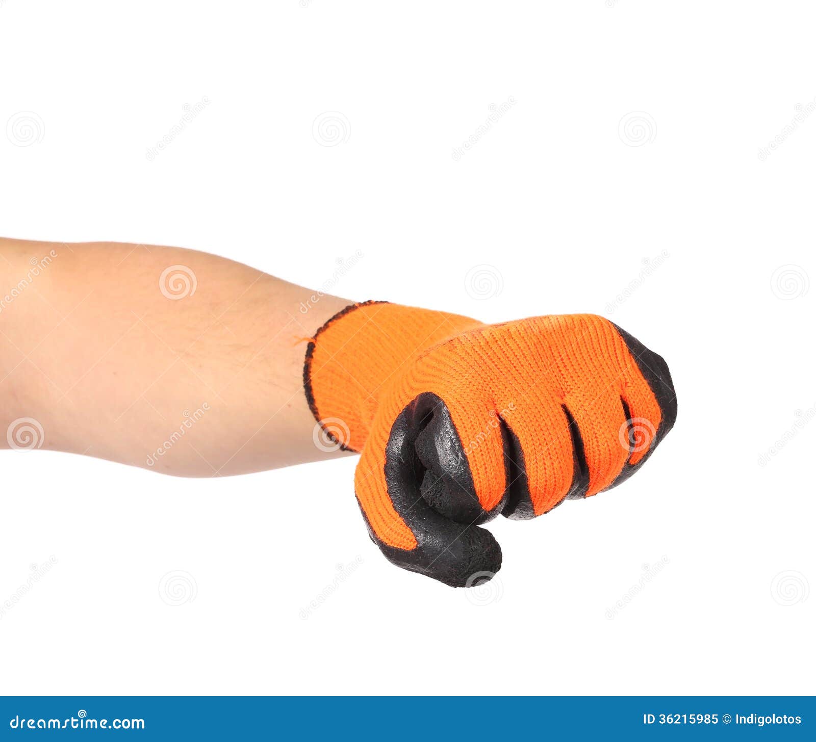 Fist in Rubber Orange Glove. Stock Image - Image of hand, background ...