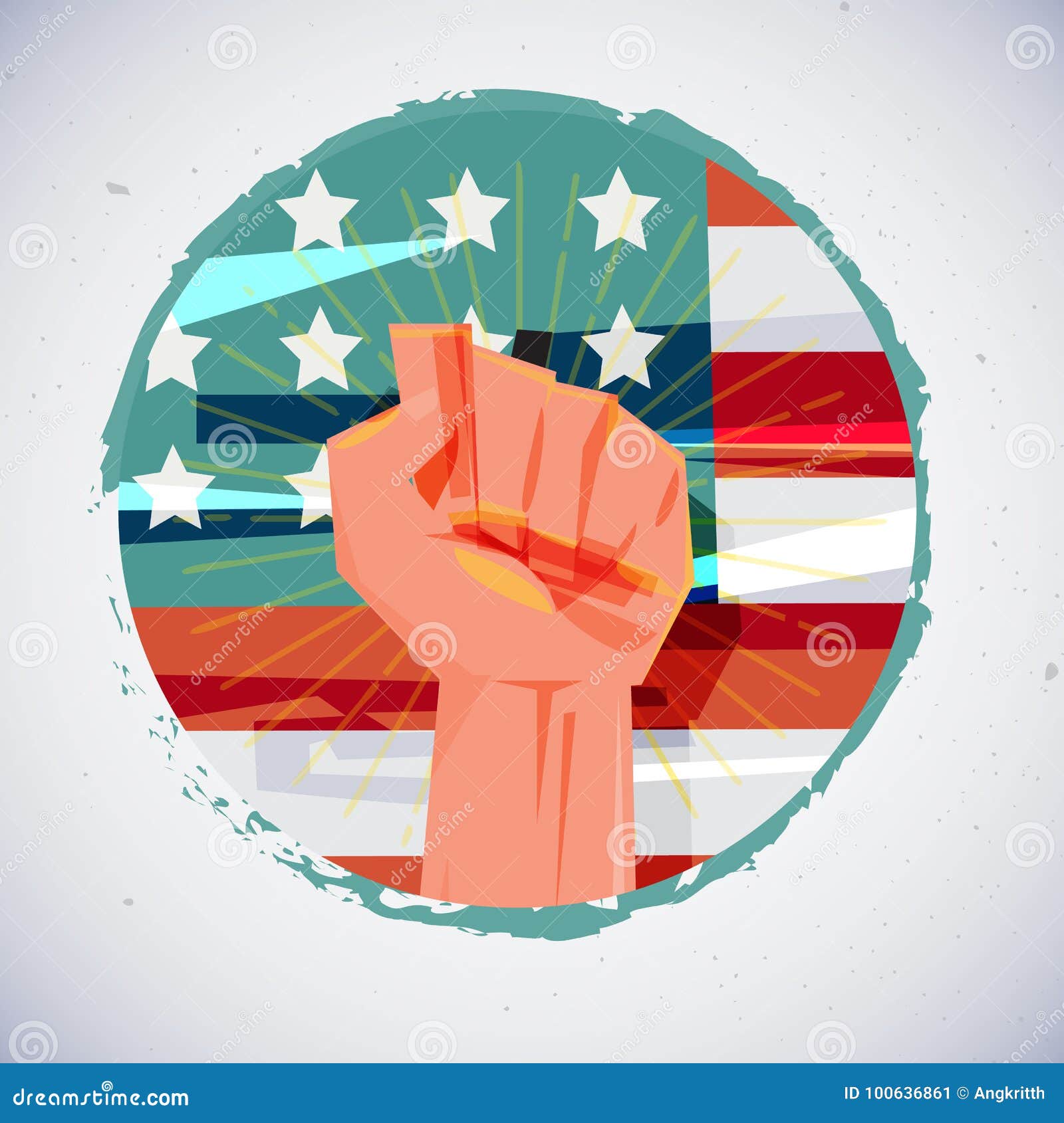 Fist and United State of America Flag - Stock Vector - Illustration of ...