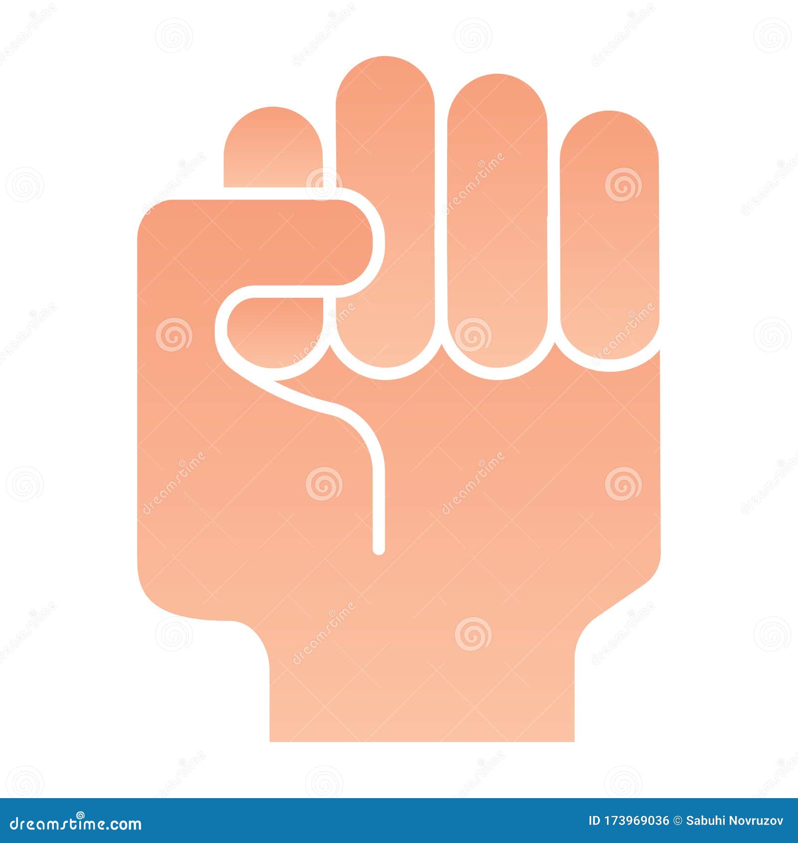 Fist Up Flat Icon. Raised Fist Vector Illustration Isolated on White ...