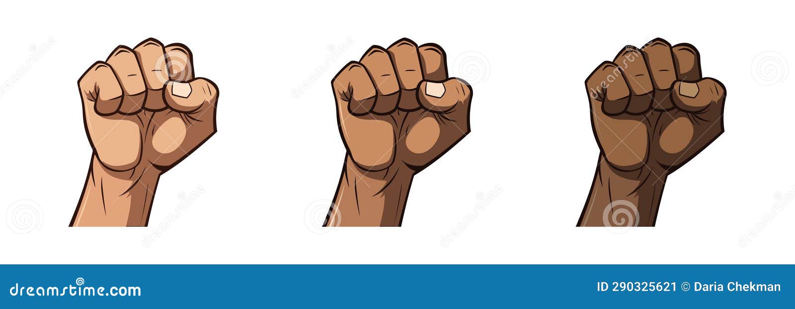 Fist Up in Flat Style. Set of Multi-colored Hands in a Fist Isolated ...