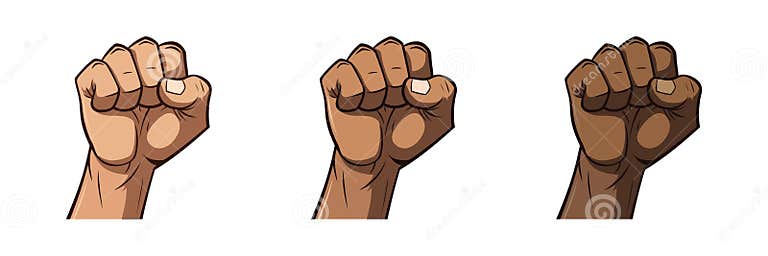 Fist Up in Flat Style. Set of Multi-colored Hands in a Fist Isolated ...