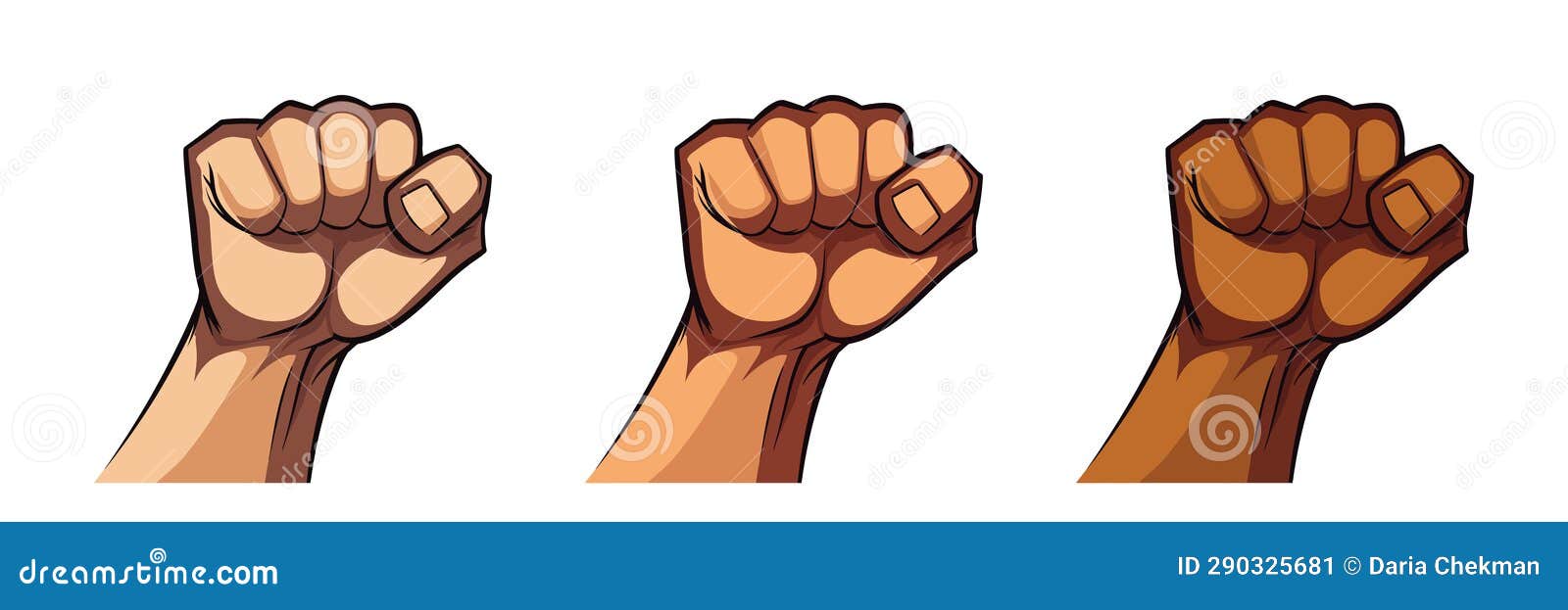 Fist Up in Flat Style. Set of Multi-colored Hands in a Fist Isolated ...