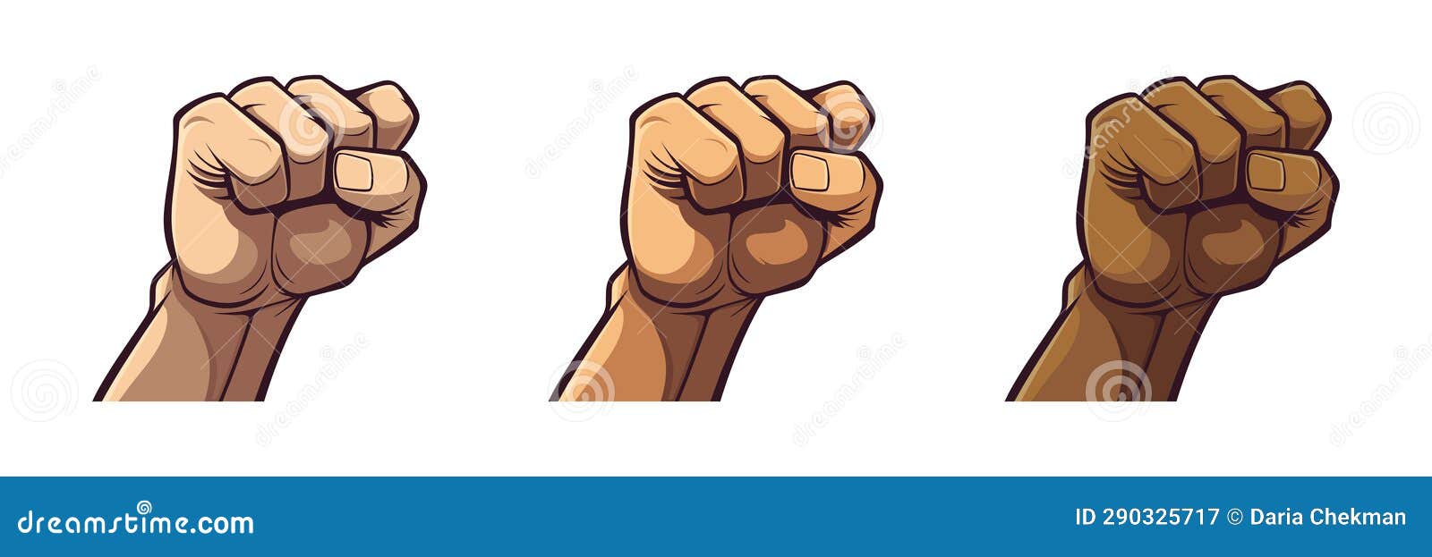 Fist Up in Flat Style. Set of Multi-colored Hands in a Fist Isolated ...