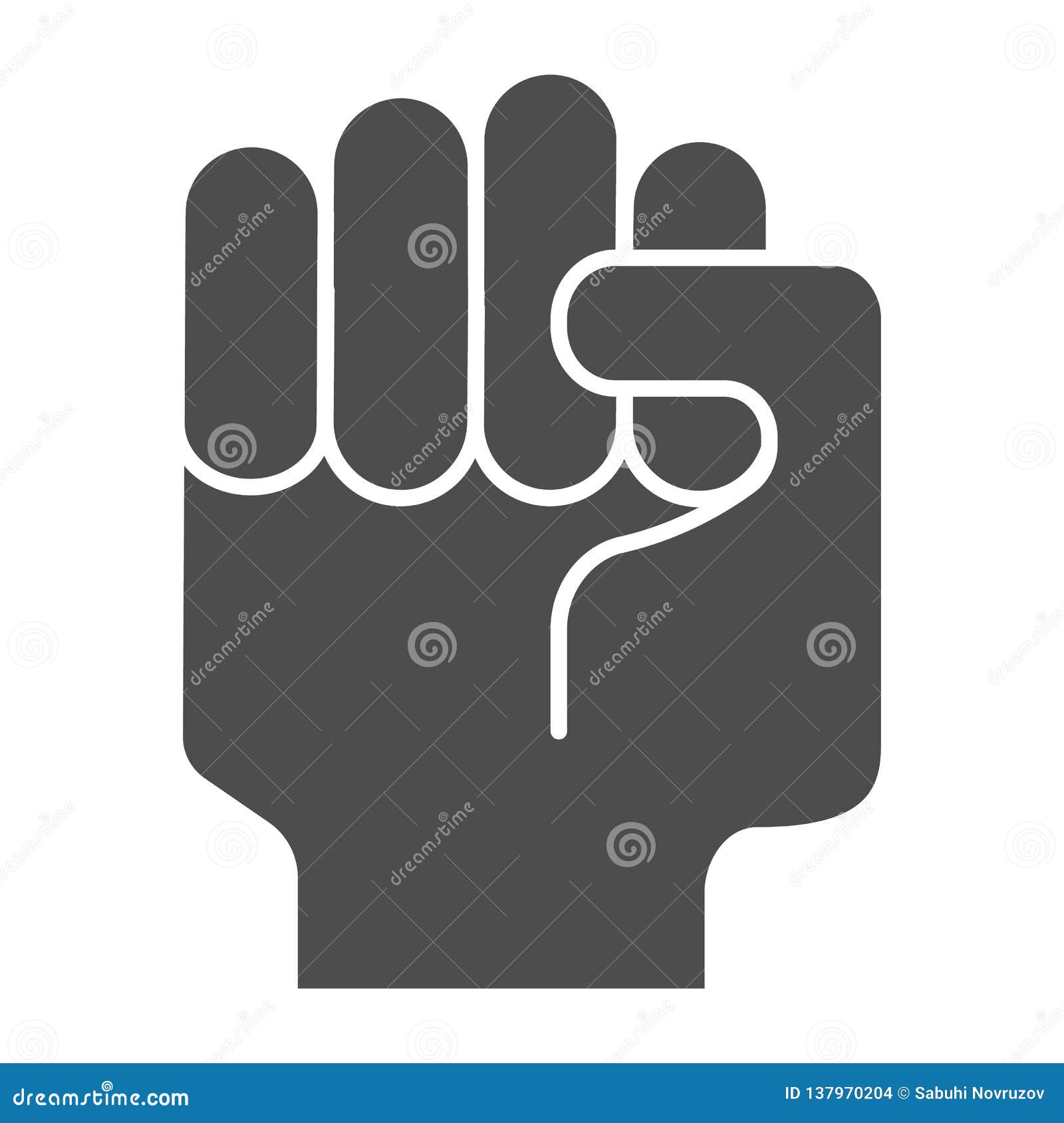 Fist Up Solid Icon. Raised Fist Vector Illustration Isolated on White ...