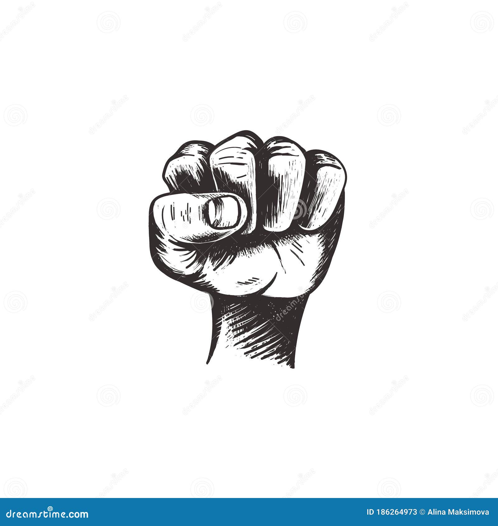 Fist vector illustration. stock vector. Illustration of black - 186264973