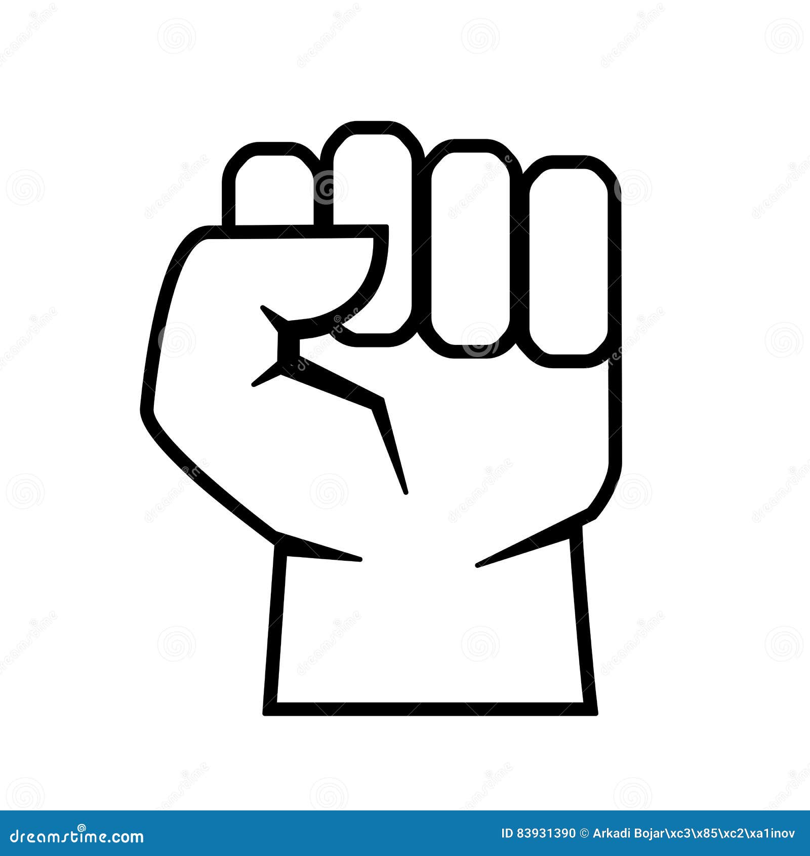 Fist vector outline icon stock vector. Illustration of isolated - 83931390
