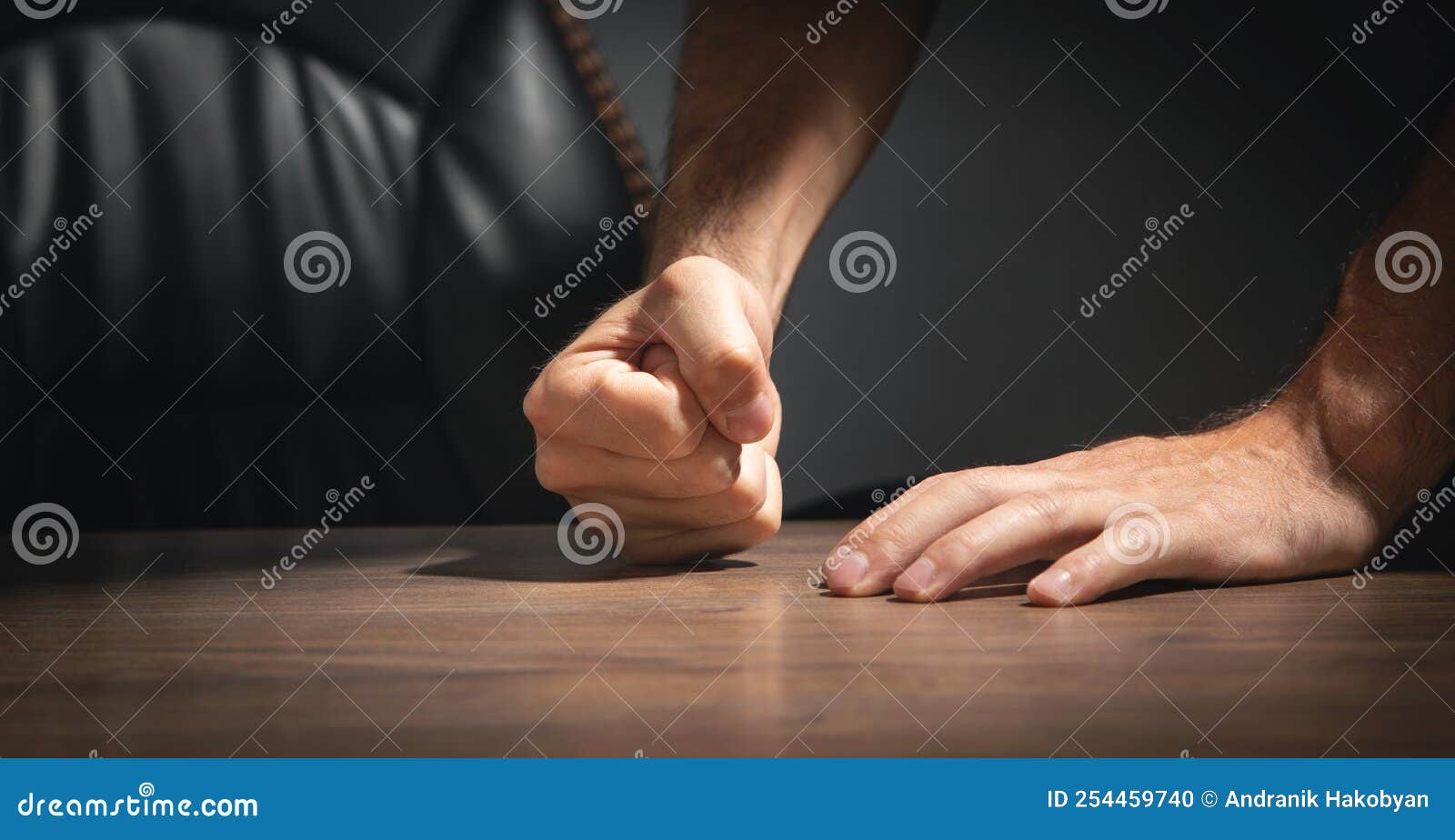 Fists of Angry Man Beats on the Table Stock Photo - Image of concept ...