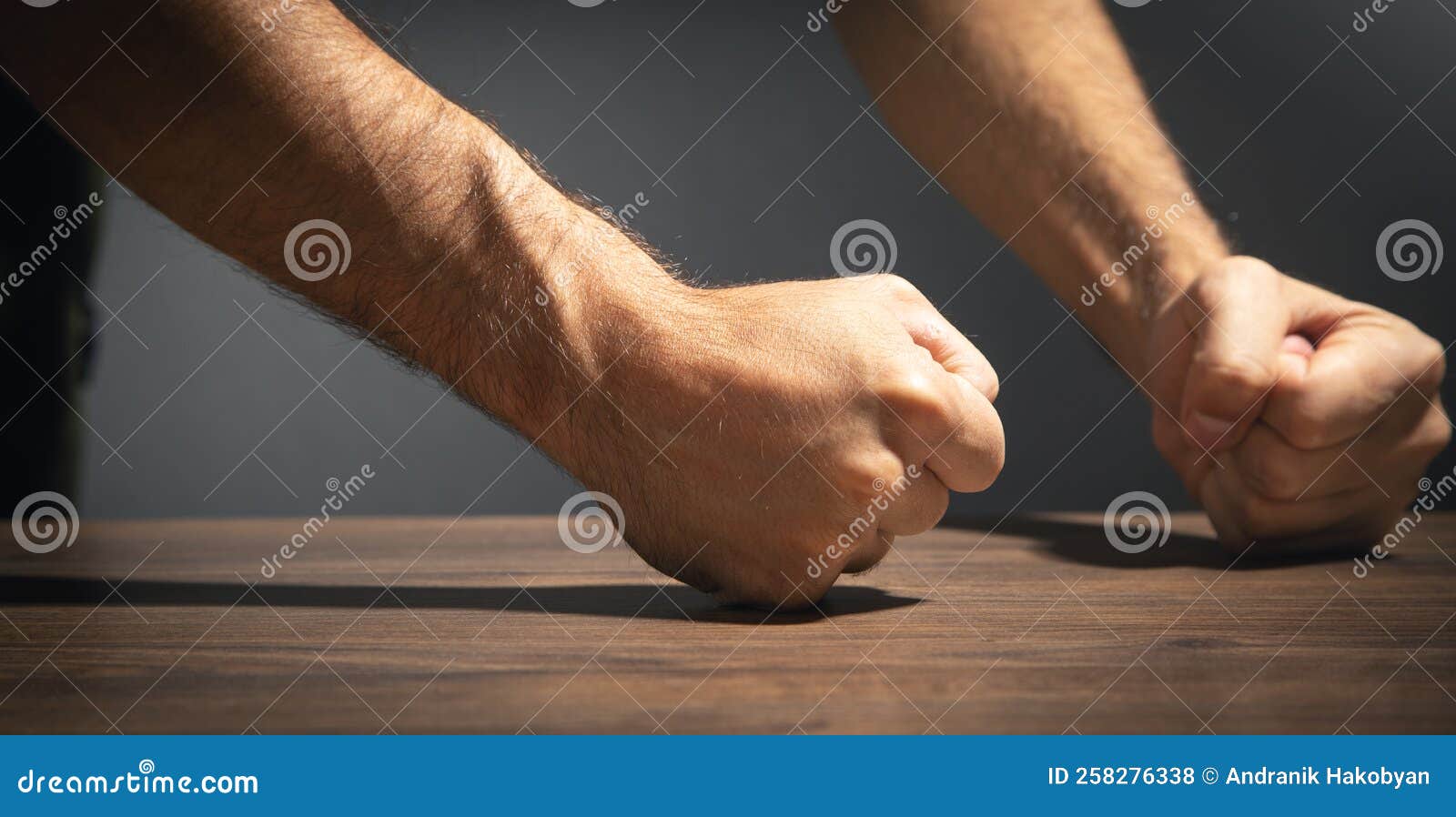 Fists of Angry Man Beats on the Table Stock Photo - Image of furious ...