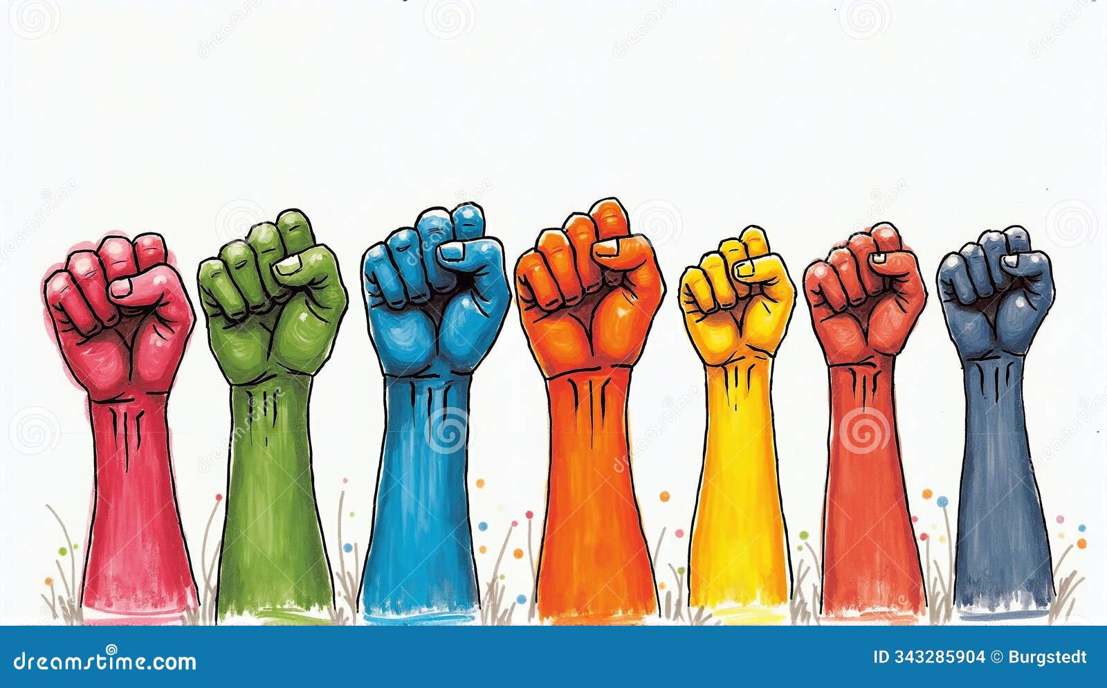 Fists of Different Colors Raised in the Air, Commonality and Diversity ...
