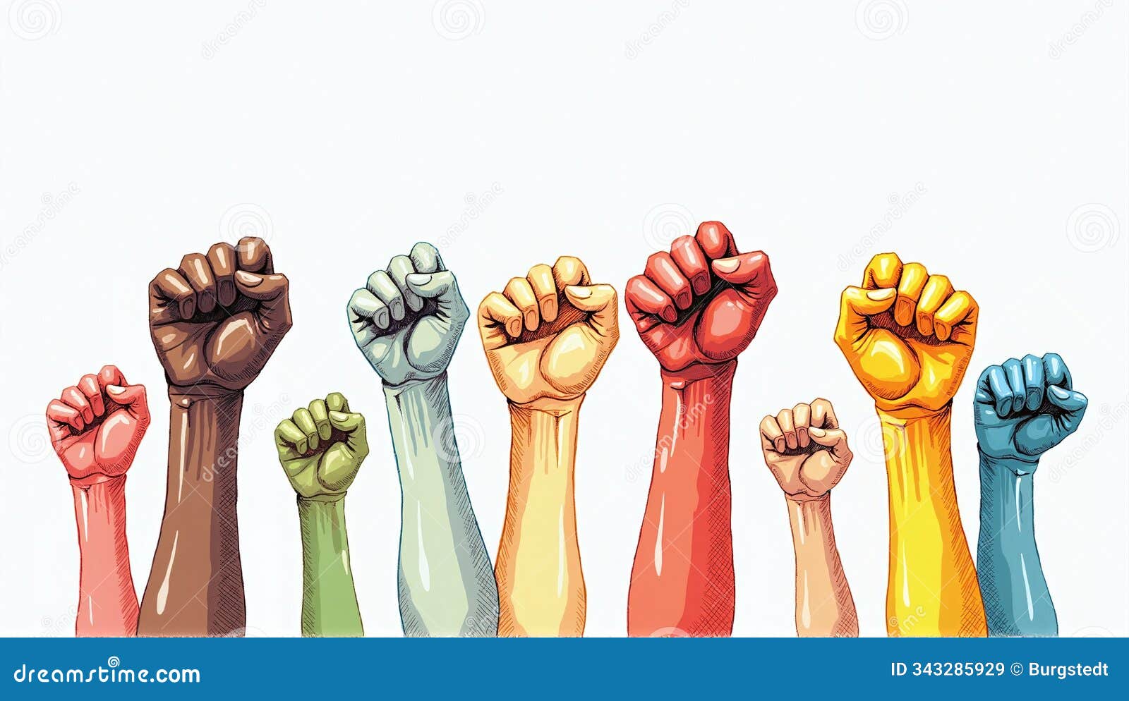 Fists of Different Colors Raised in the Air, Commonality and Diversity ...