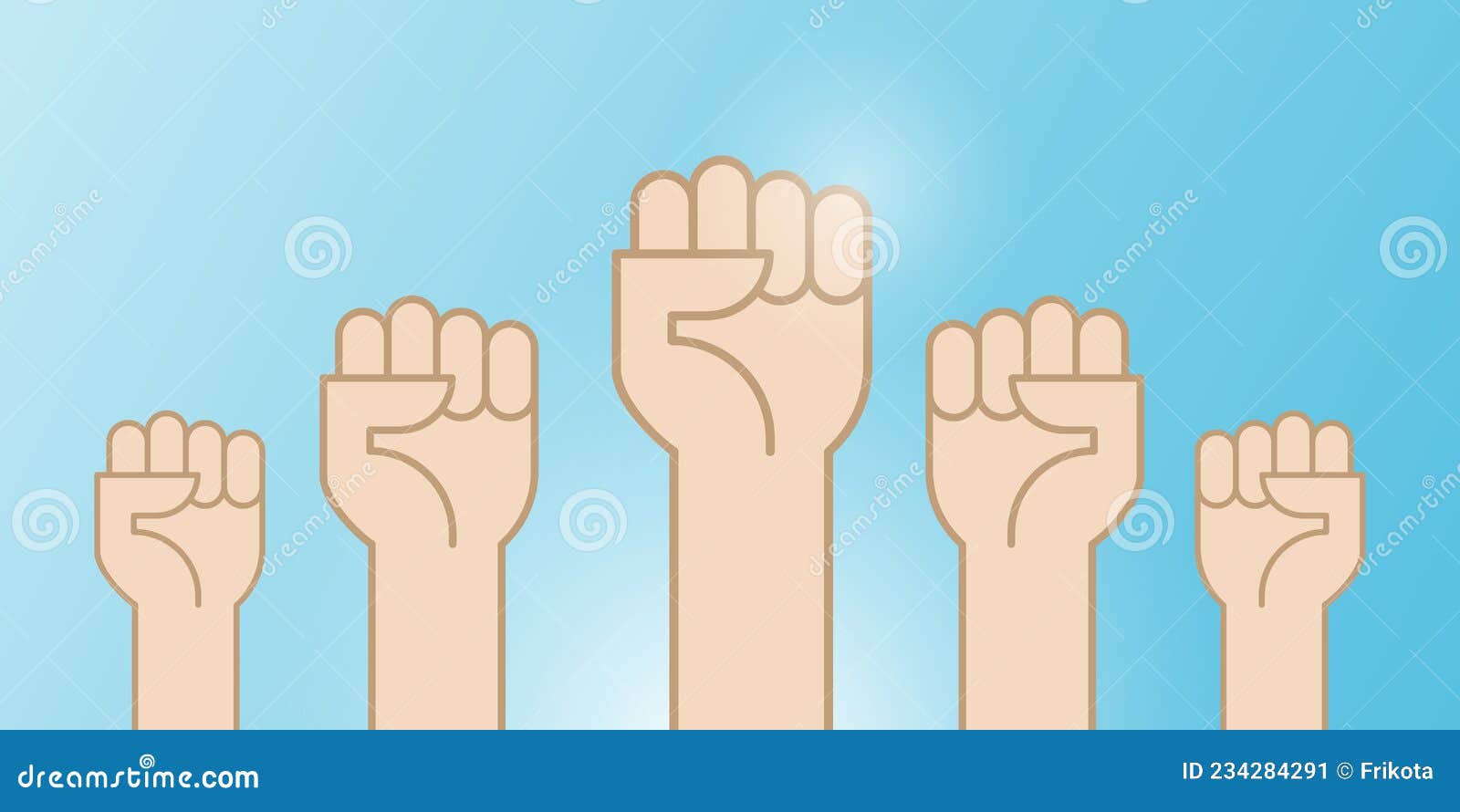 Fists Hands Up Vector Illustration. Concept of Unity, Revolution, Fight ...