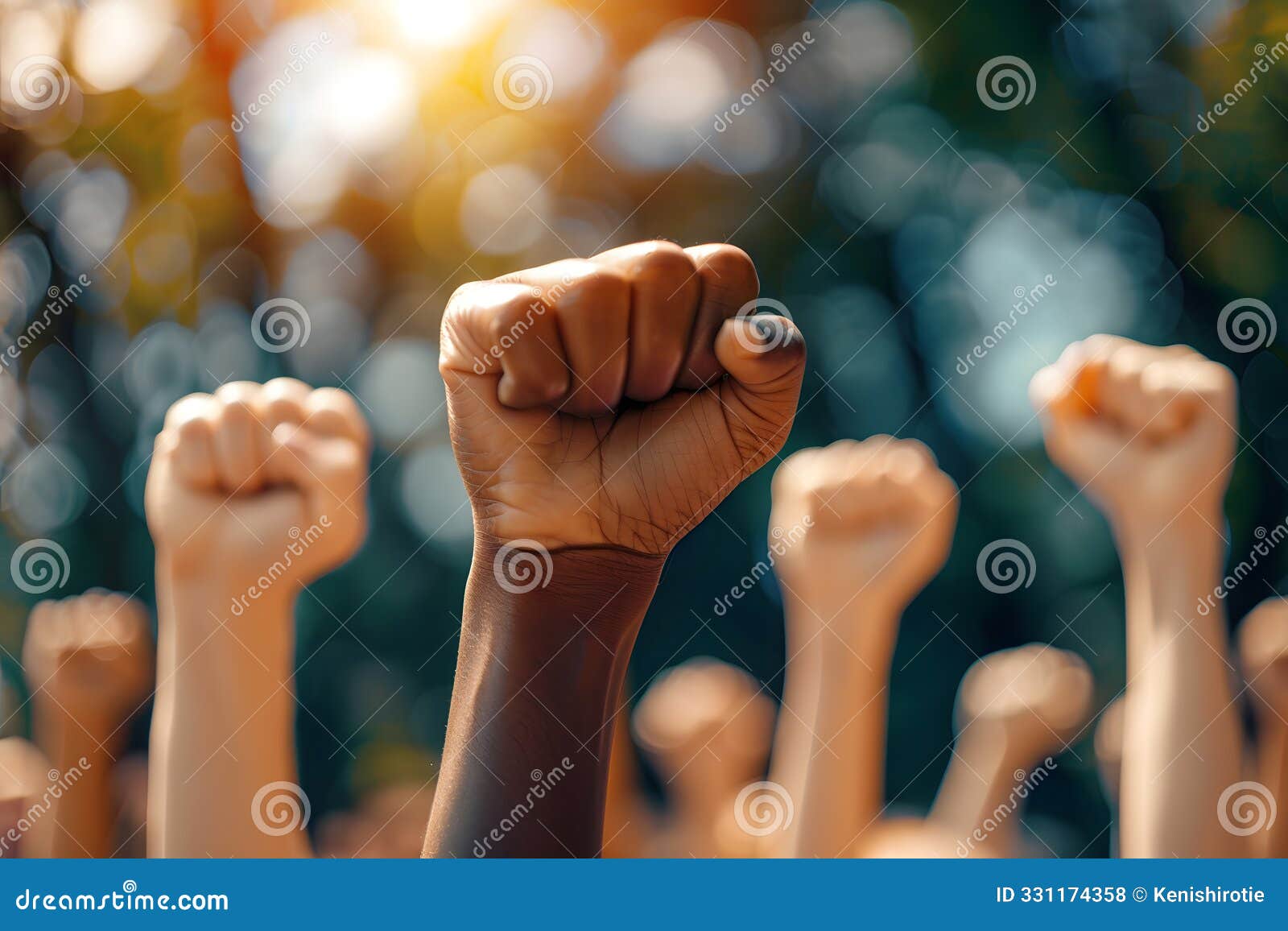 Fists Raised for Human Rights Stock Photo - Image of movement, justice ...