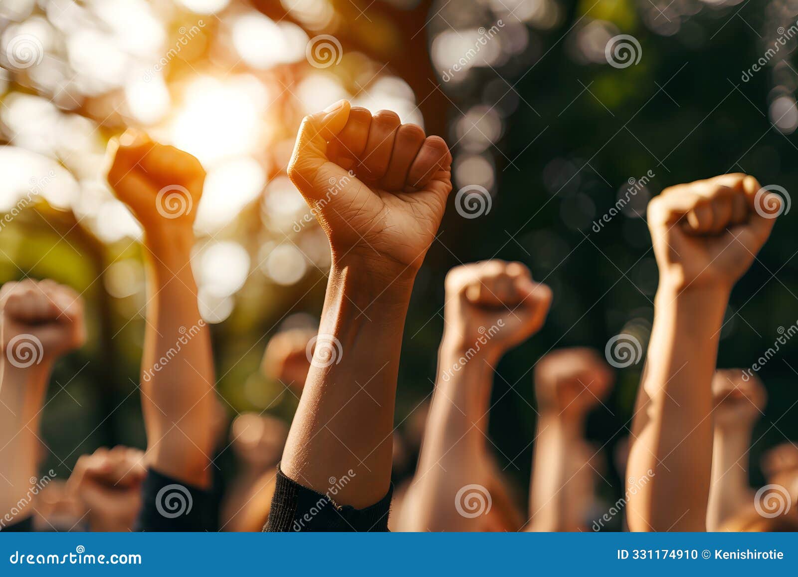 Fists Raised for Human Rights Stock Photo - Image of people, community ...