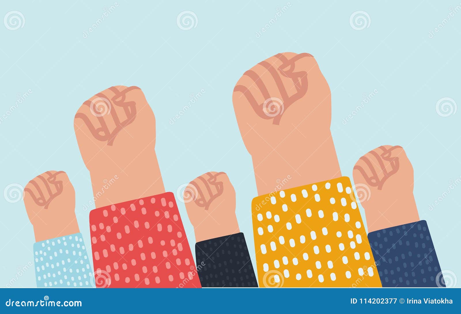 Fists Up As A Sign Of Protest Vector Cartoon Illustration. Female ...