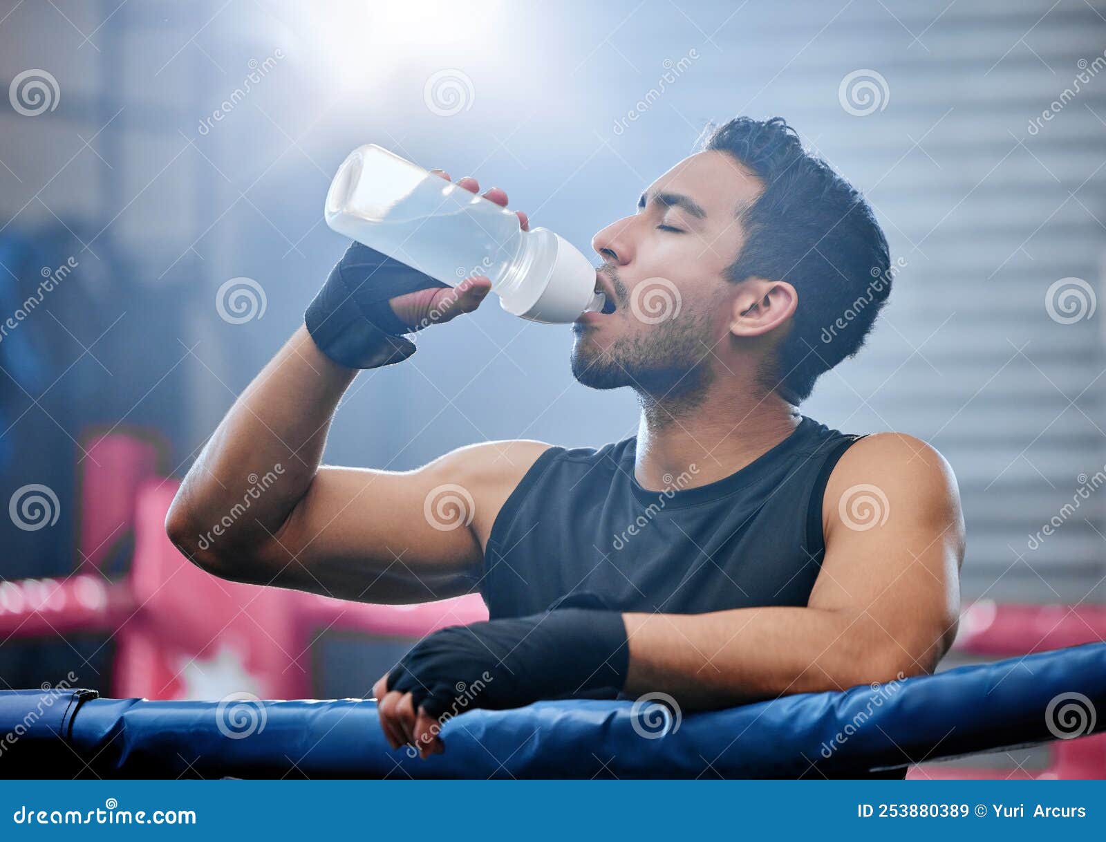 Fit, Active and Healthy Boxer Drinking Water, on Break and Staying ...
