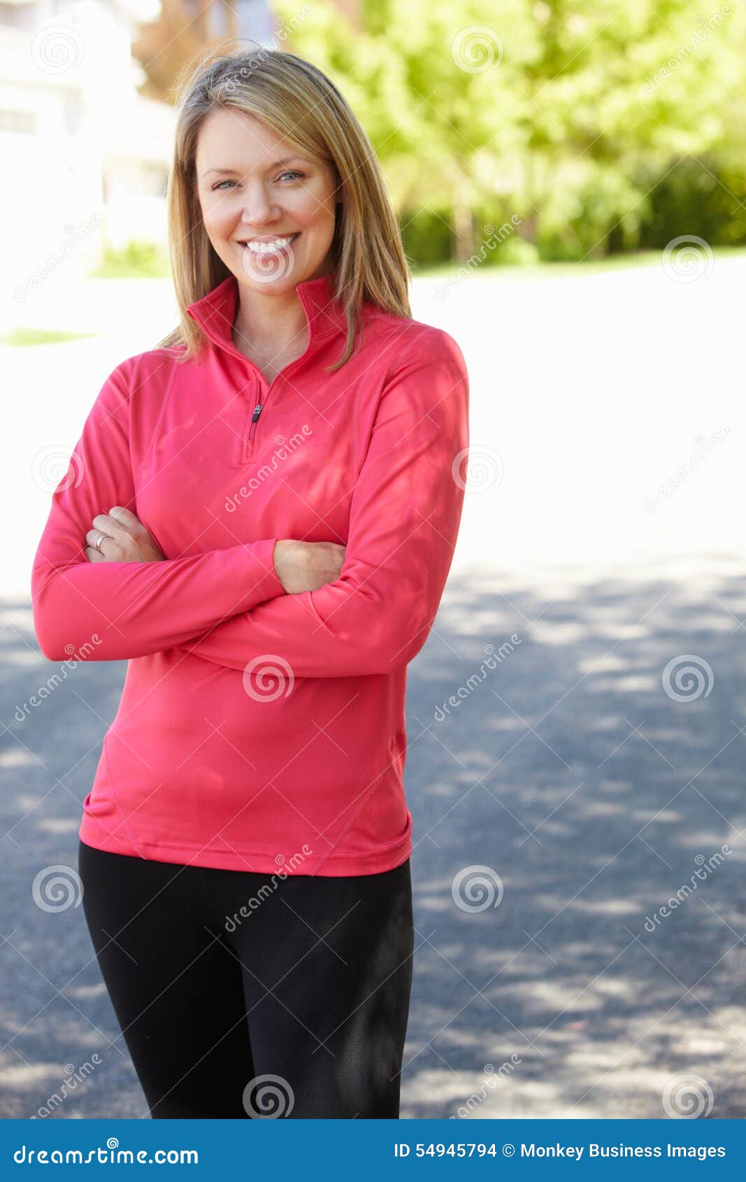 Fit, active woman outdoors stock photo. Image of sunshine - 54945794