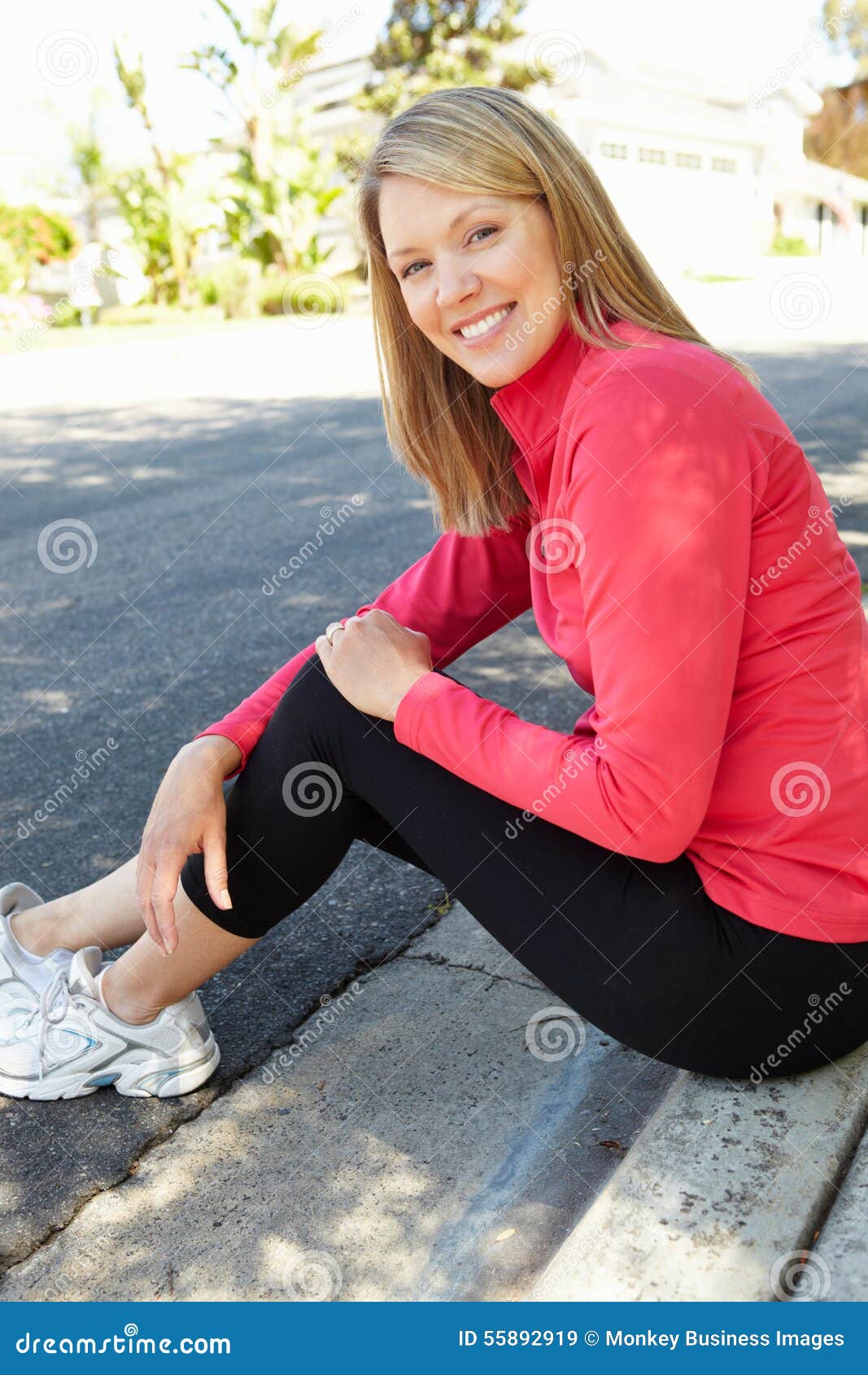 Fit, active woman outdoors stock image. Image of copy - 55892919