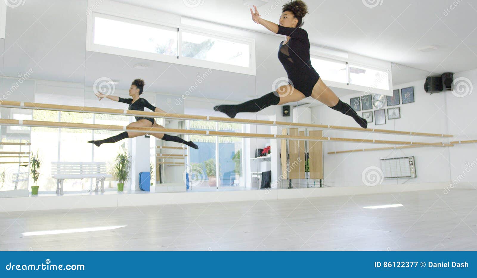 Fit Athletic Young Dancer Leaping in the Air Stock Image - Image of ...