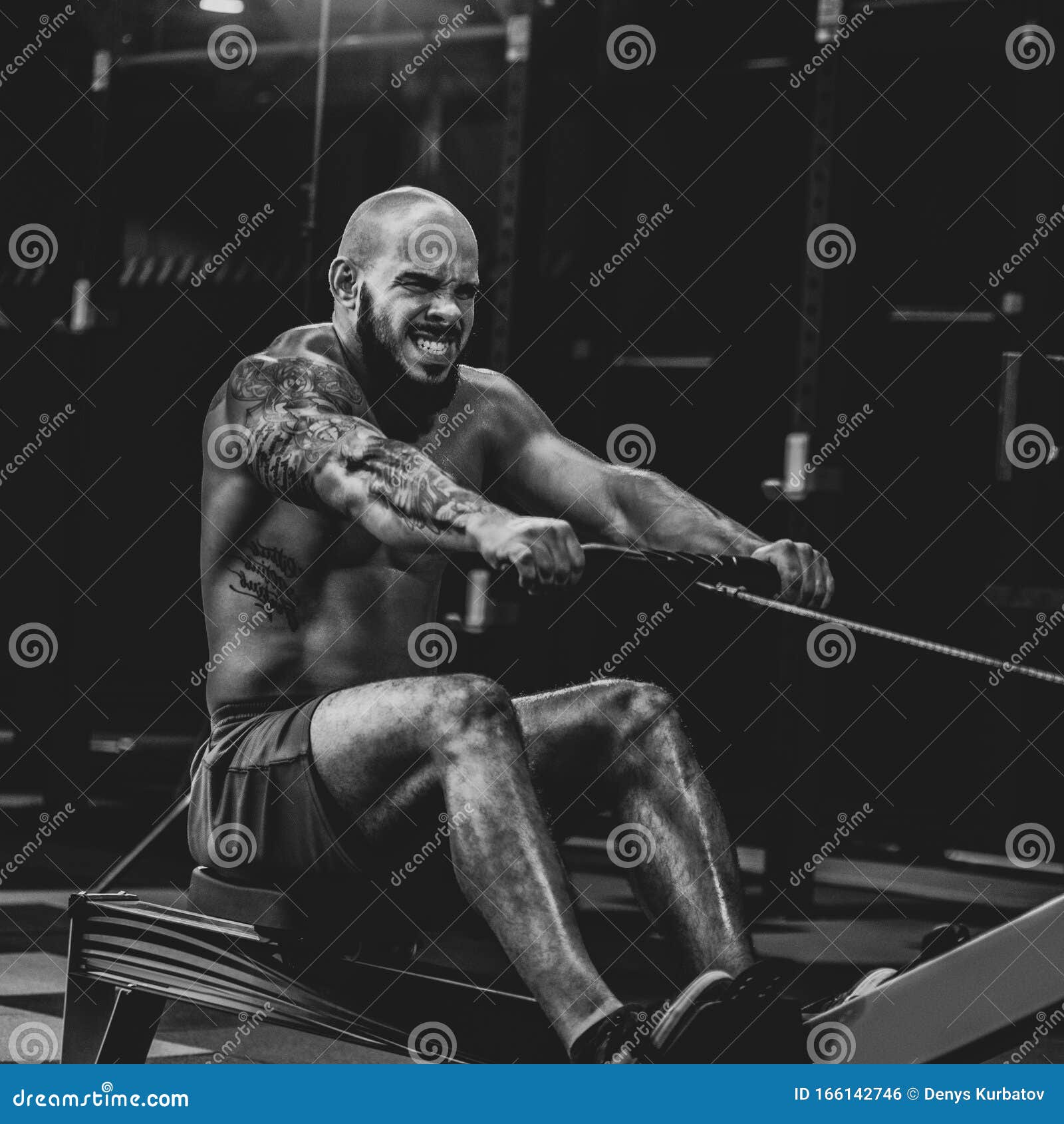 Seated cable row stock photo. Image of dramatic, pulldown - 166142746