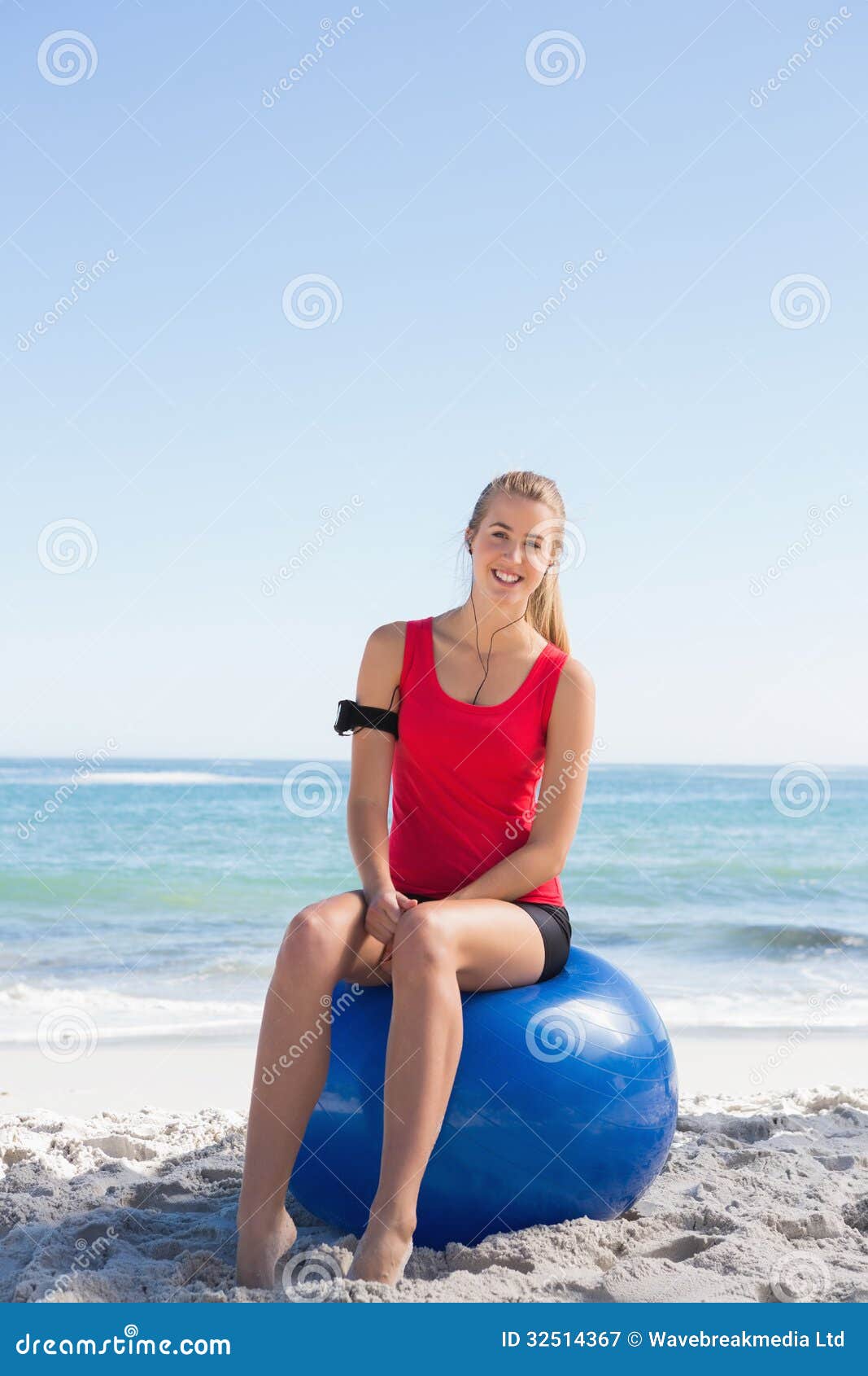 Fit Blonde Sitting on Exercise Ball Stock Image - Image of attractive ...